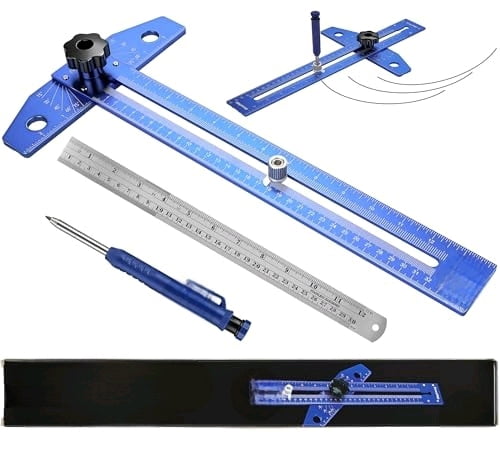 Woodworking Scriber Marking Line Ruler with Carpenter Pencil & Metal ...