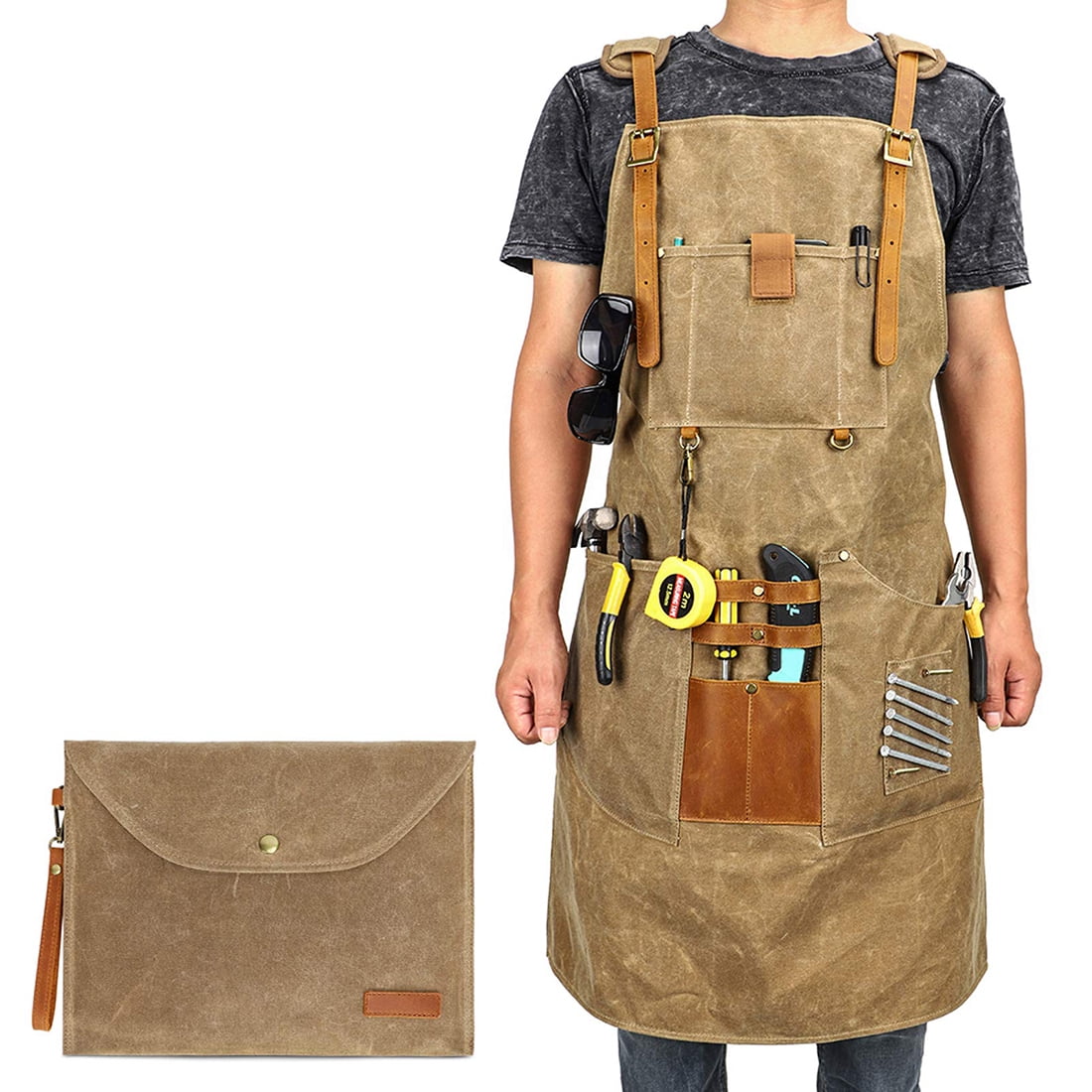 Woodworking Shop Apron,Heavy Waxed Canvas Work Aprons for Men ...