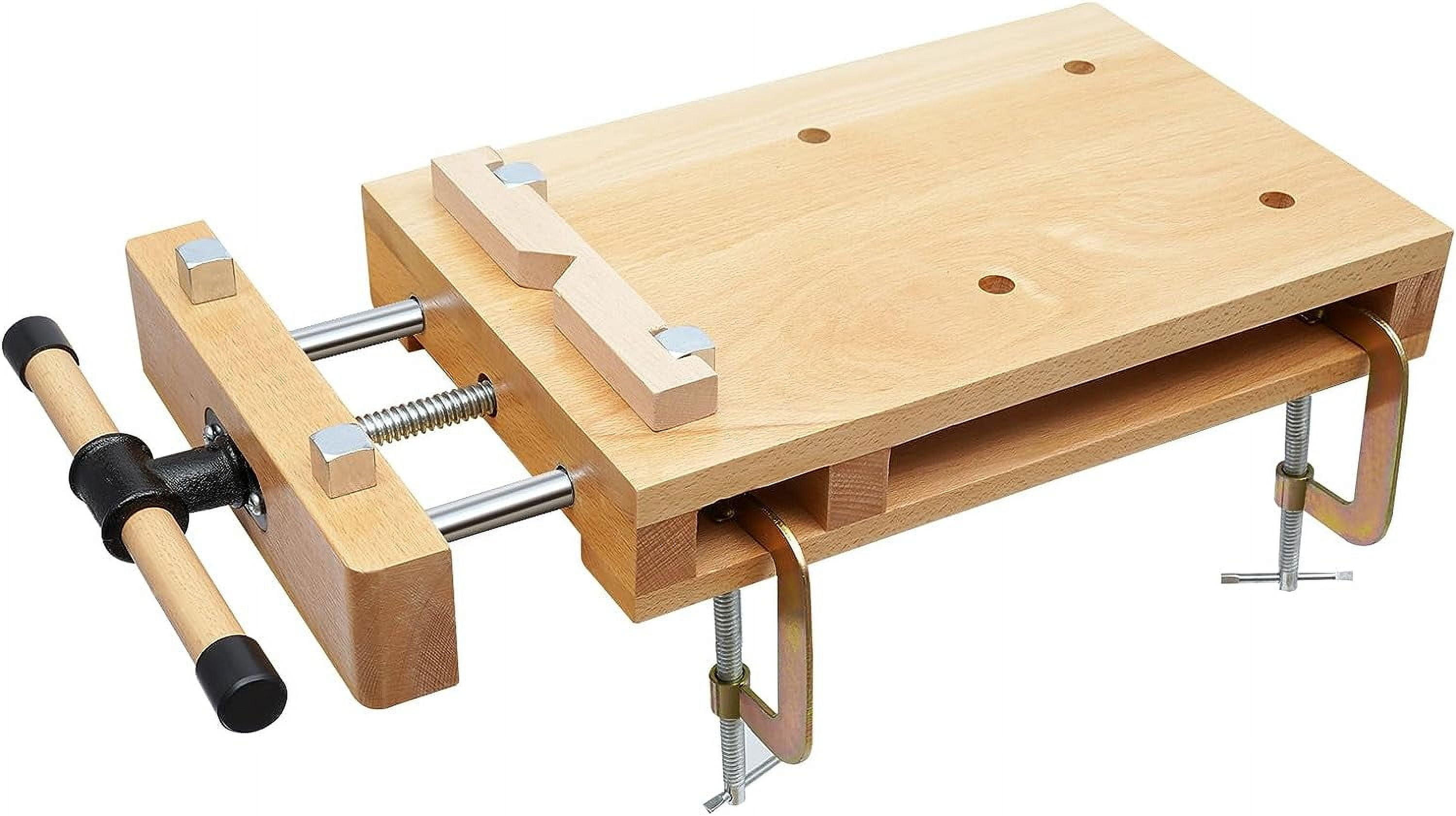 Woodworking Vise - Hard Wood Vise for Workbench with 4 Dogs and 2 Clips ...