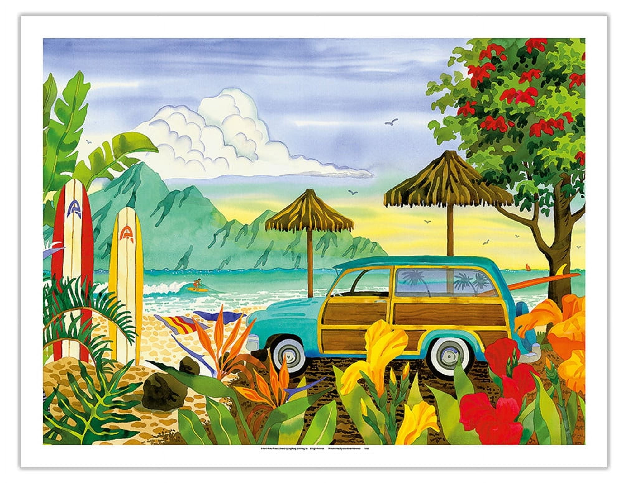 Woody - Surfer’s Paradise Hawaii - Hawaiian Beach - From an Original ...