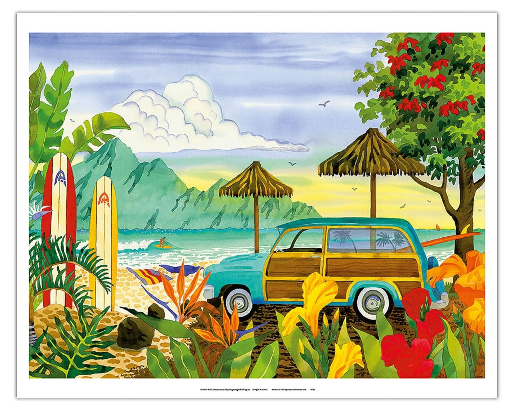 Woody - Surfer’s Paradise Hawaii - Hawaiian Beach - From an Original ...