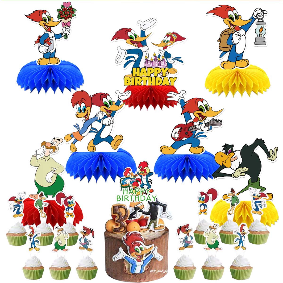 Woody Woodpecker Party Decor Supplies Honeycomb Centerpieces Table ...
