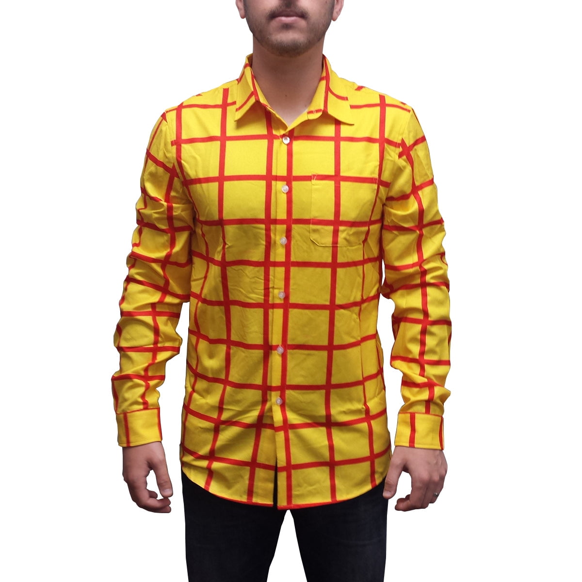Adult Toy Story Sheriff Woody Striped Button Down Costume Shirt ...