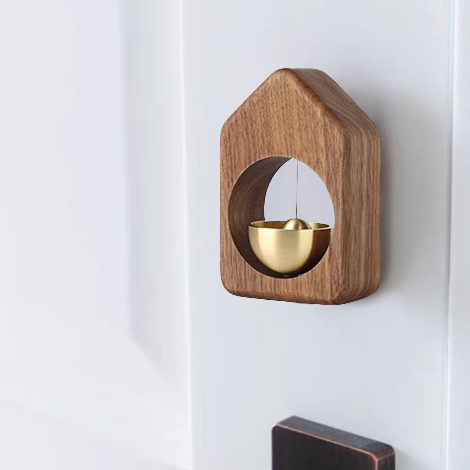 Woodybeing Door Opening Chime with Natural Walnut Design for Entryway ...