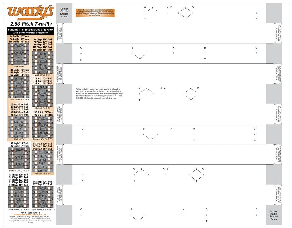 Woodys 286T Pitch Studding Template for Two-Ply Track (286T-TEMP-2 ...