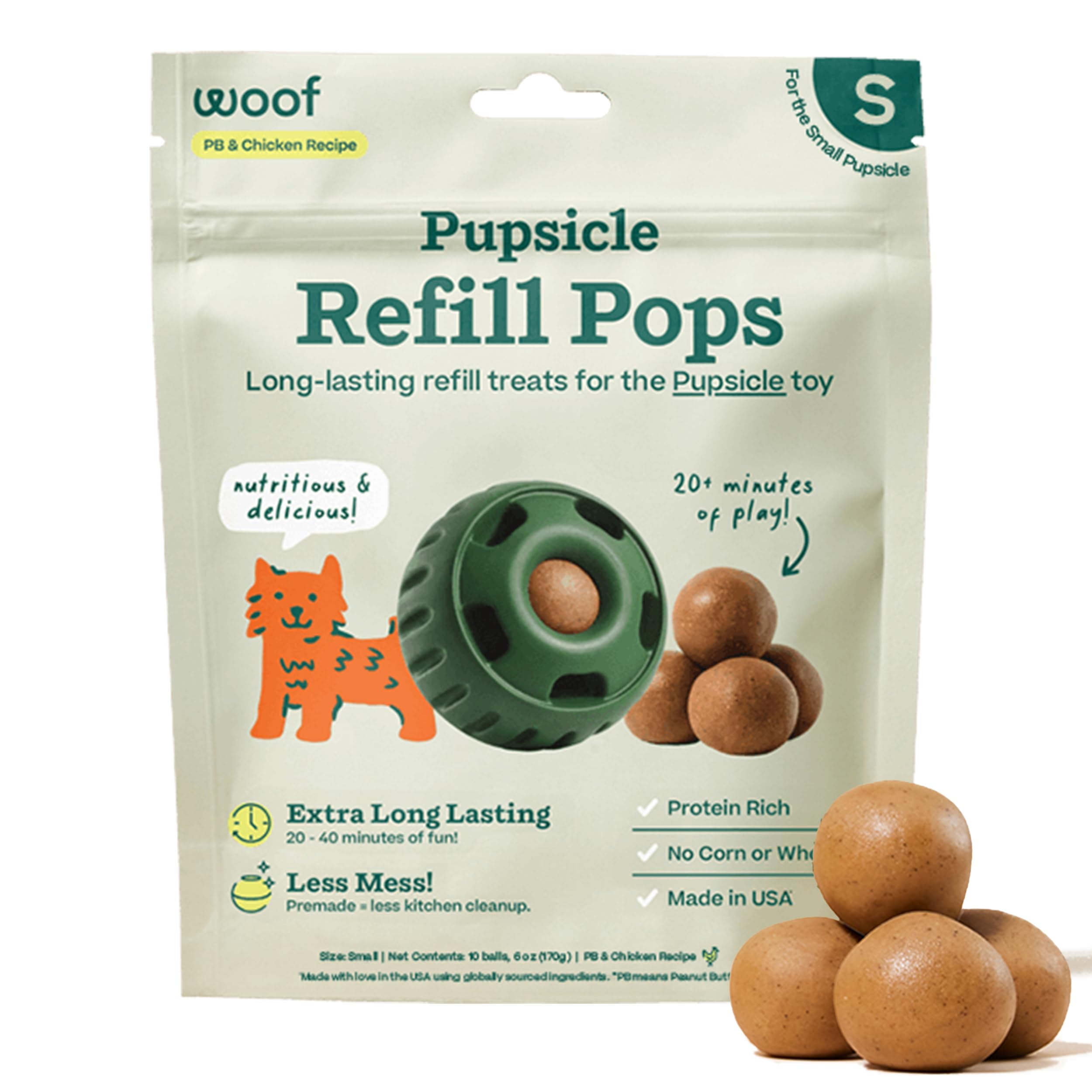 Woof Dog Chicken Peanut Butter Pops Small 6Oz - Walmart.com