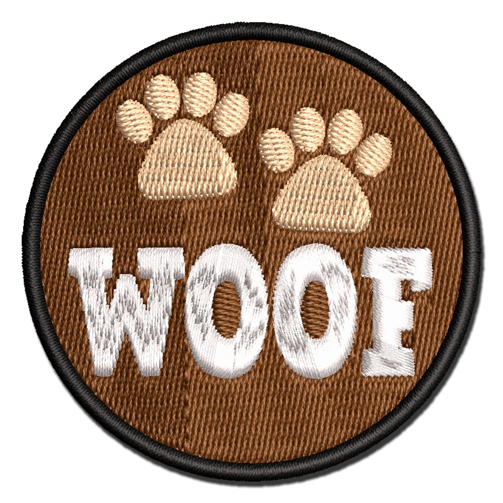 Woof Dog Paw Prints Fun Text Applique Multi-Color Embroidered Iron-On ...
