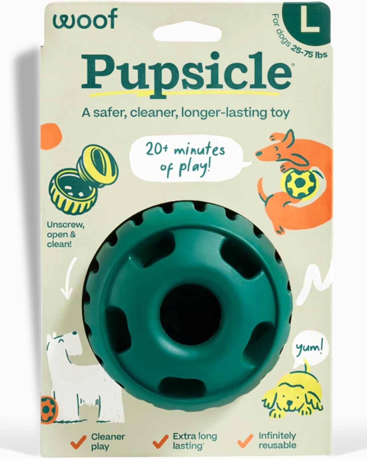 Woof The Pupsicle Treat Dispensing Dog Toy, Forest Green, Large ...