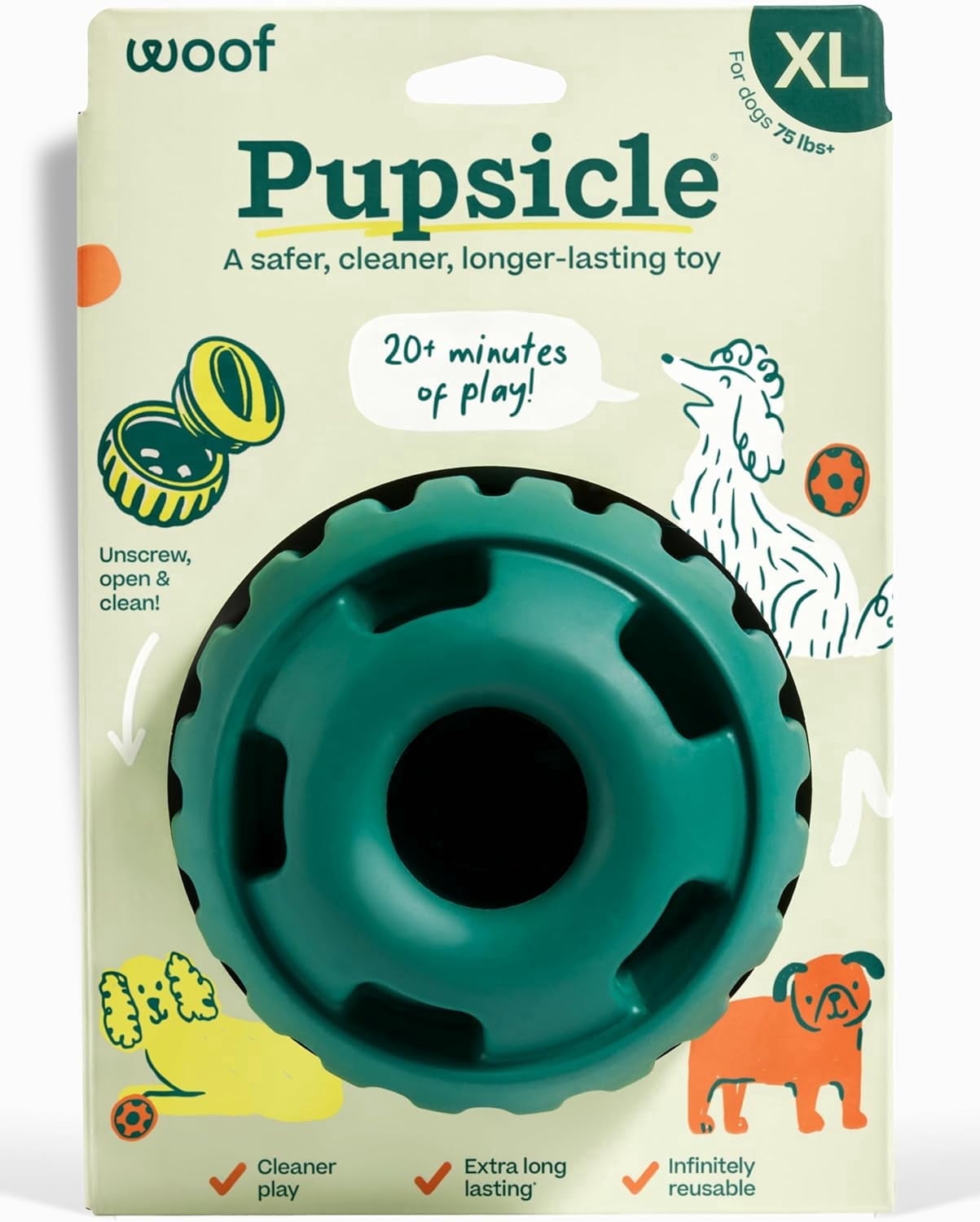 Woof The Pupsicle Treat Dispensing Dog Toy, Forest Green, X-Large ...