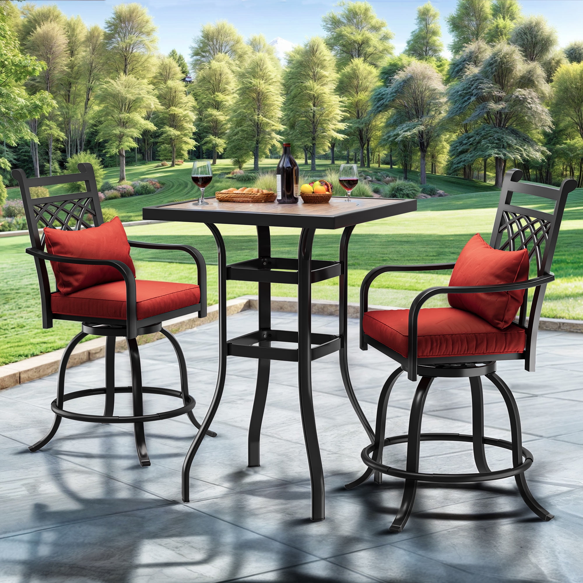 Wooflex 27.5" Patio Square Bar Table, Outdoor Bar Height Table with ...