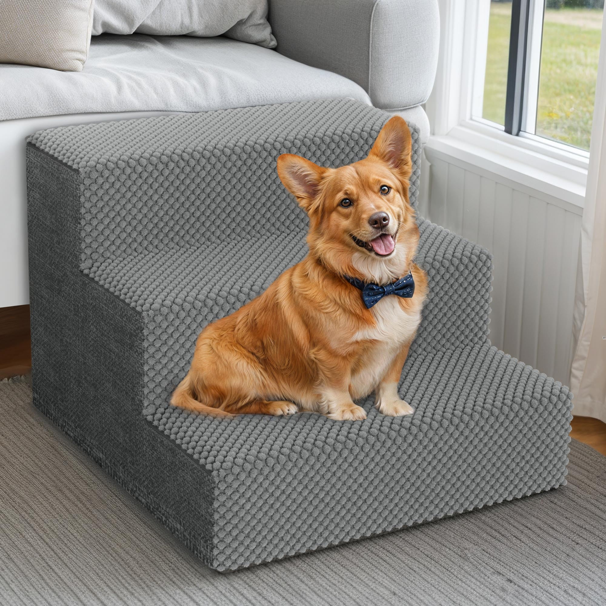 ModFusion 3-Step Pet Stairs for Small Dogs, High-Density Memory Foam ...