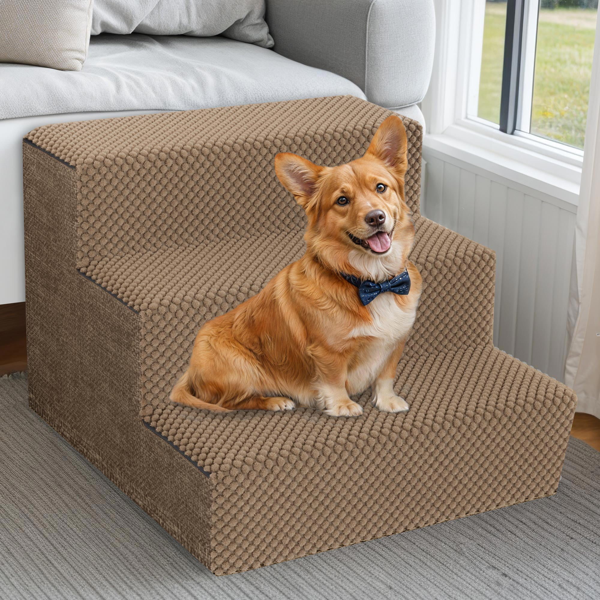 ModFusion 3-Step Small Dog Stairs for Bed & Couch - Memory Foam, Non ...