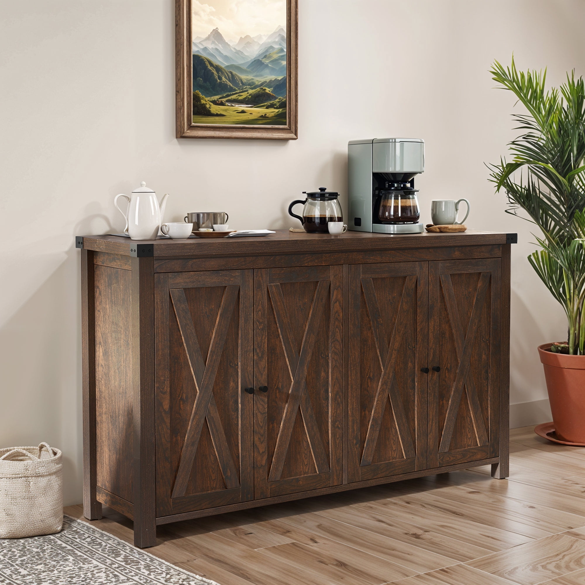 Wooflex Cabinet with Adjustable Shelves, Magnetic 4 Door, Foot Pads ...