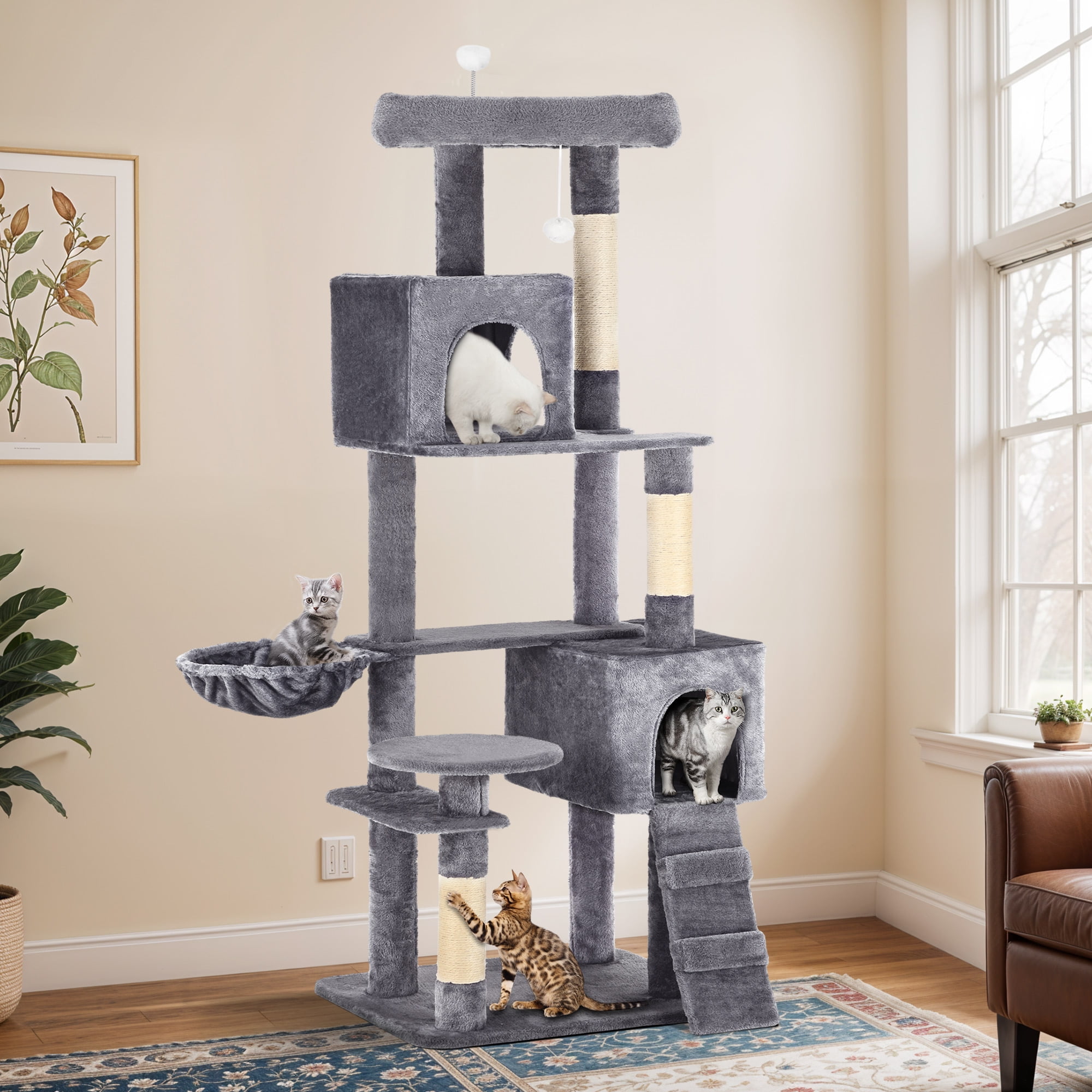 Wooflex Deluxe Multi-Level Cat Tree Tower with Scratching Posts ...