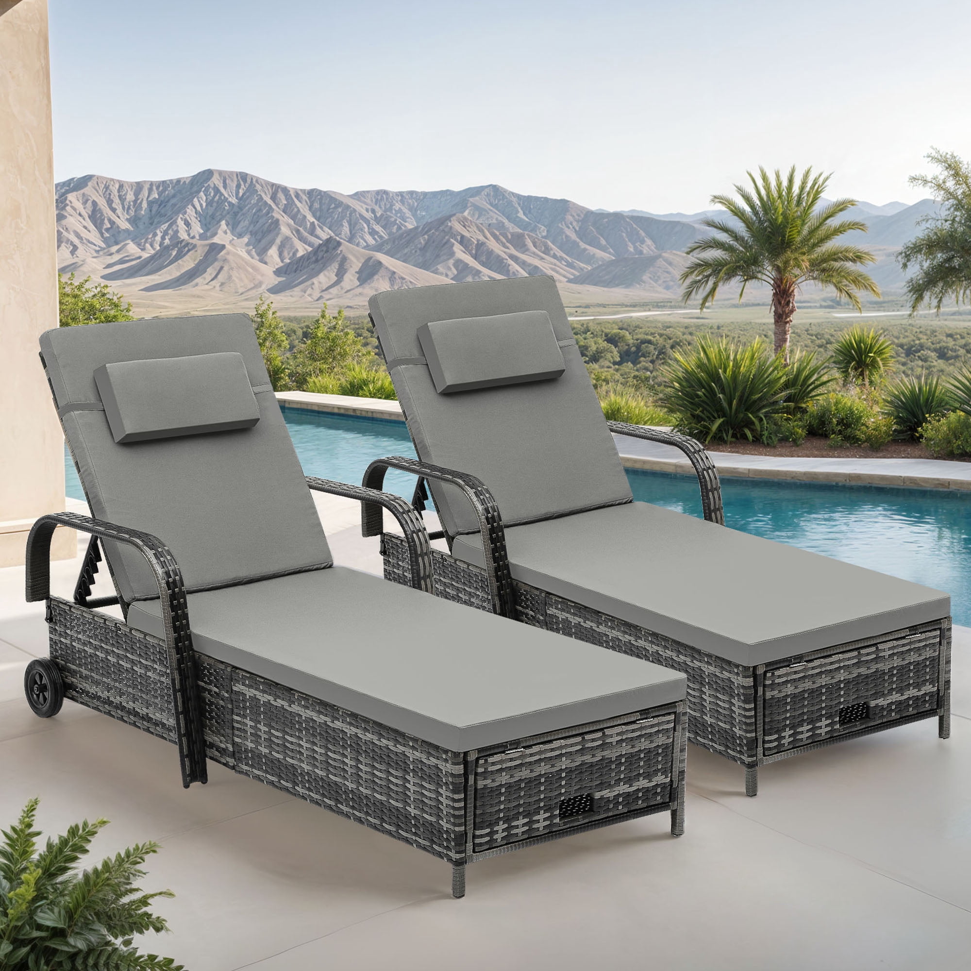 Wooflex Gray Wicker Chaise Lounge: Adjustable, Reclinable, Waterproof ...