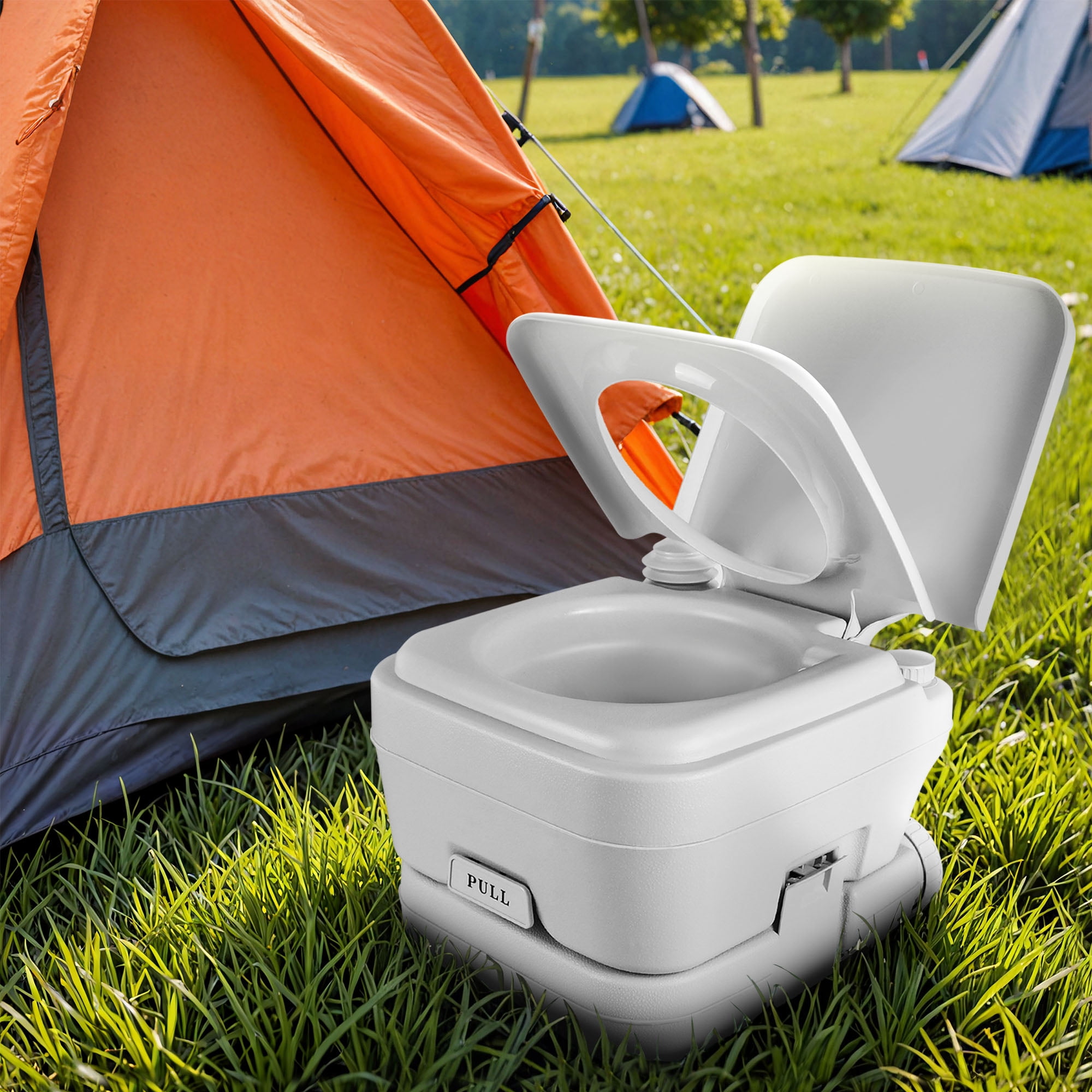 Wooflex Portable 2.6 Gal Camping Toilet, 3.2 Gal Freshwater Tank, High ...