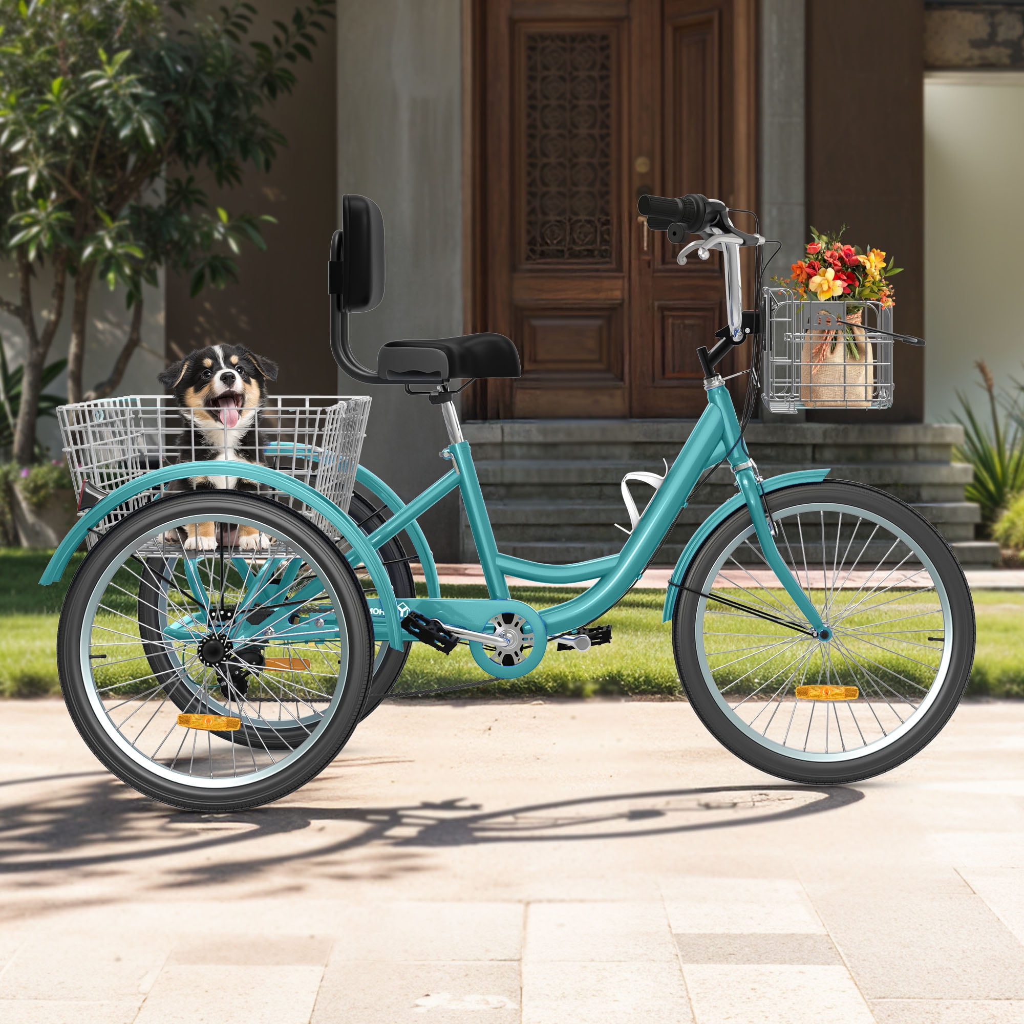 Wooflex Shimano 24" 7-Speed Adult Tricycle, 3-Wheel Bike with Removable ...