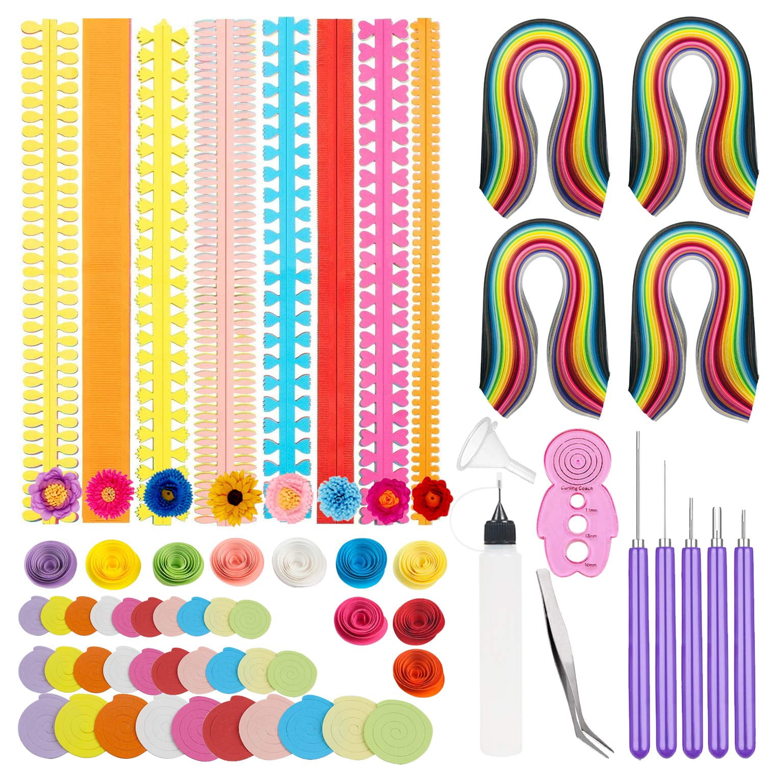 Woohome 1040 Strips Paper TSF6 Quilling Strips 110 Strips Flower Design ...