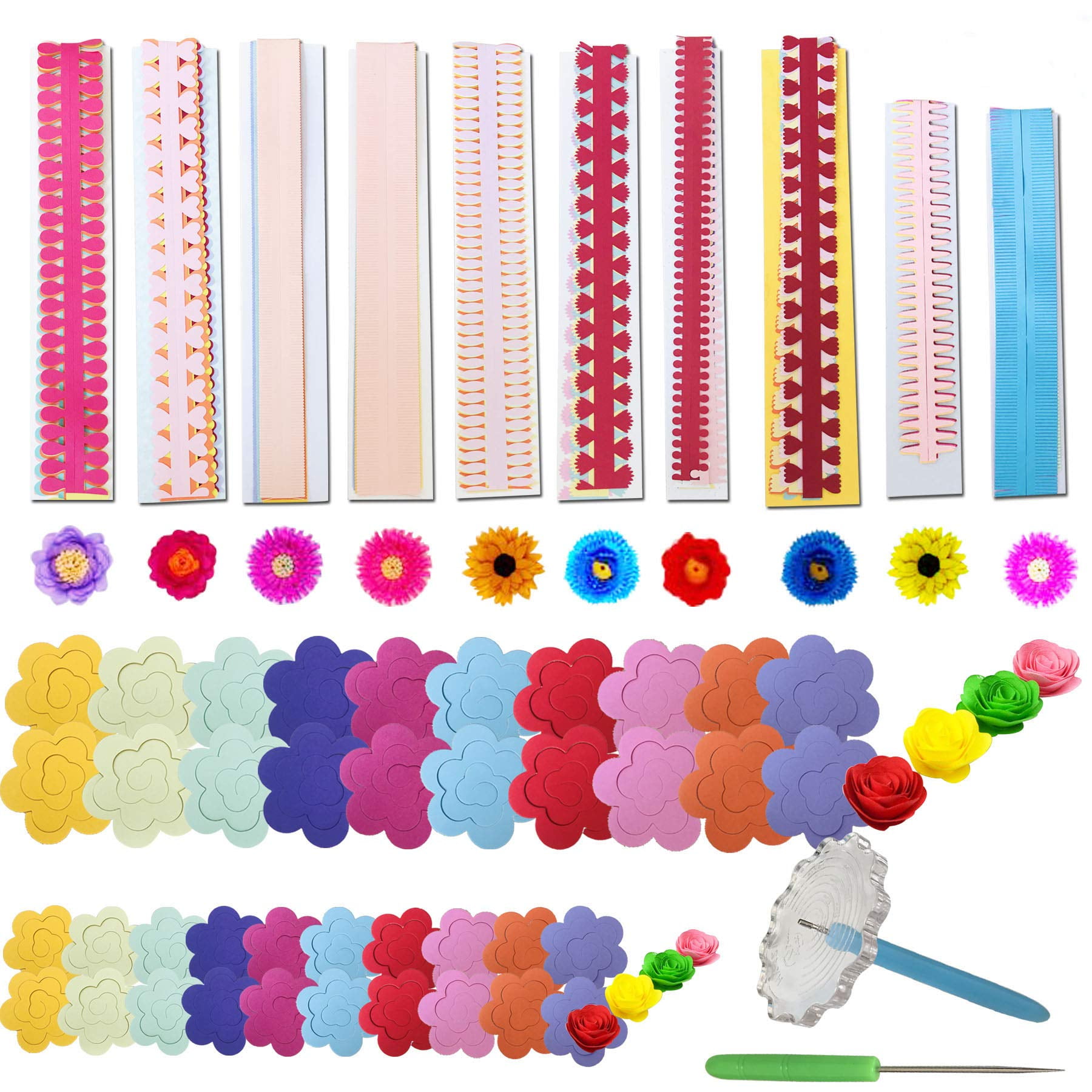 Woohome 143 PCSTRDN Paper Quilling Strips Flower Design Set Quilling Flowers Paper Handmade ...