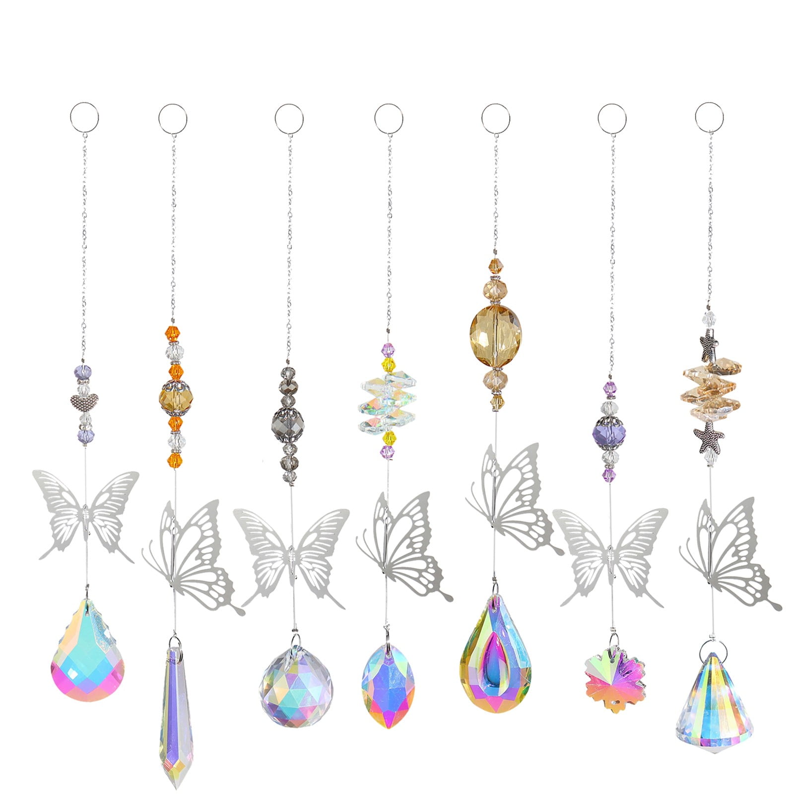 Wool Balls Craft 7 Pieces Butterflies Sun-catcher Hanging Beads ...