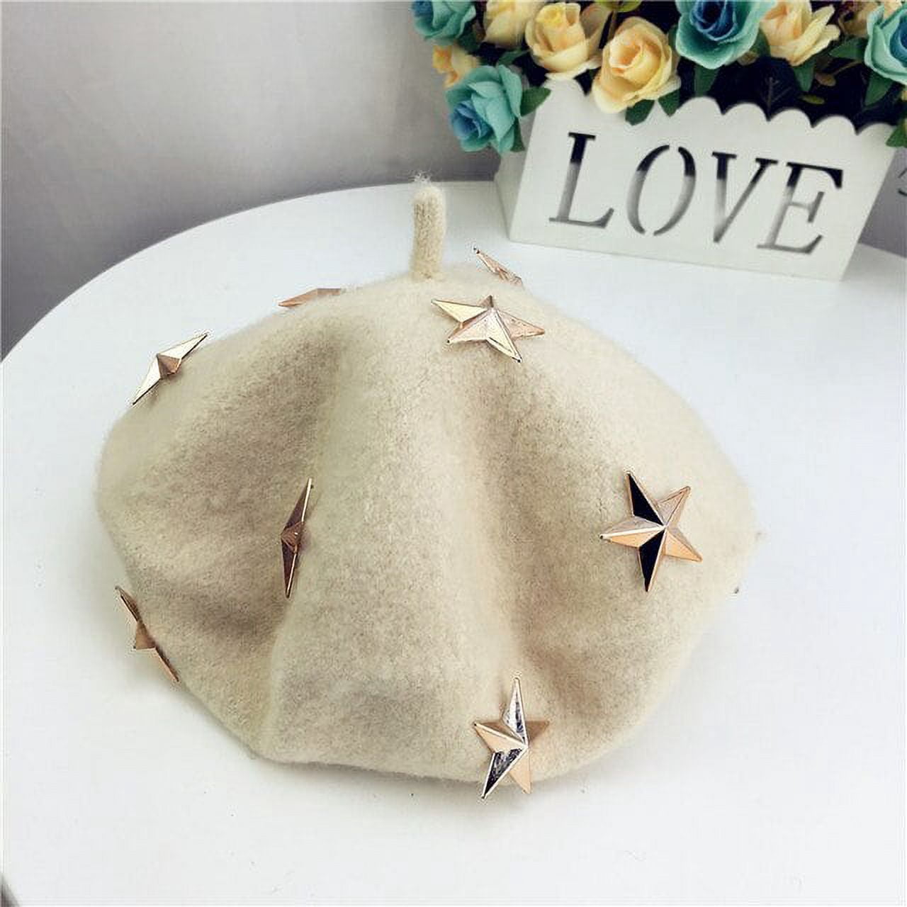 Wool Beret Hat Cap Girls Sweet French Artist Beanie Hat Painter Caps ...