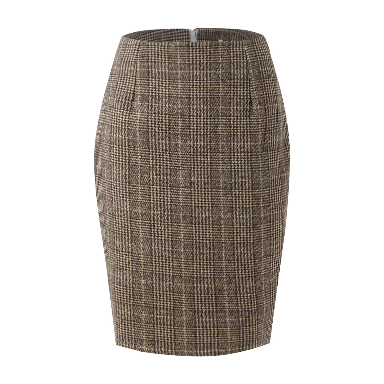 Wool Blend Pencil Mini, Figure-Hugging Plaid Skirt for a Confident Look ...