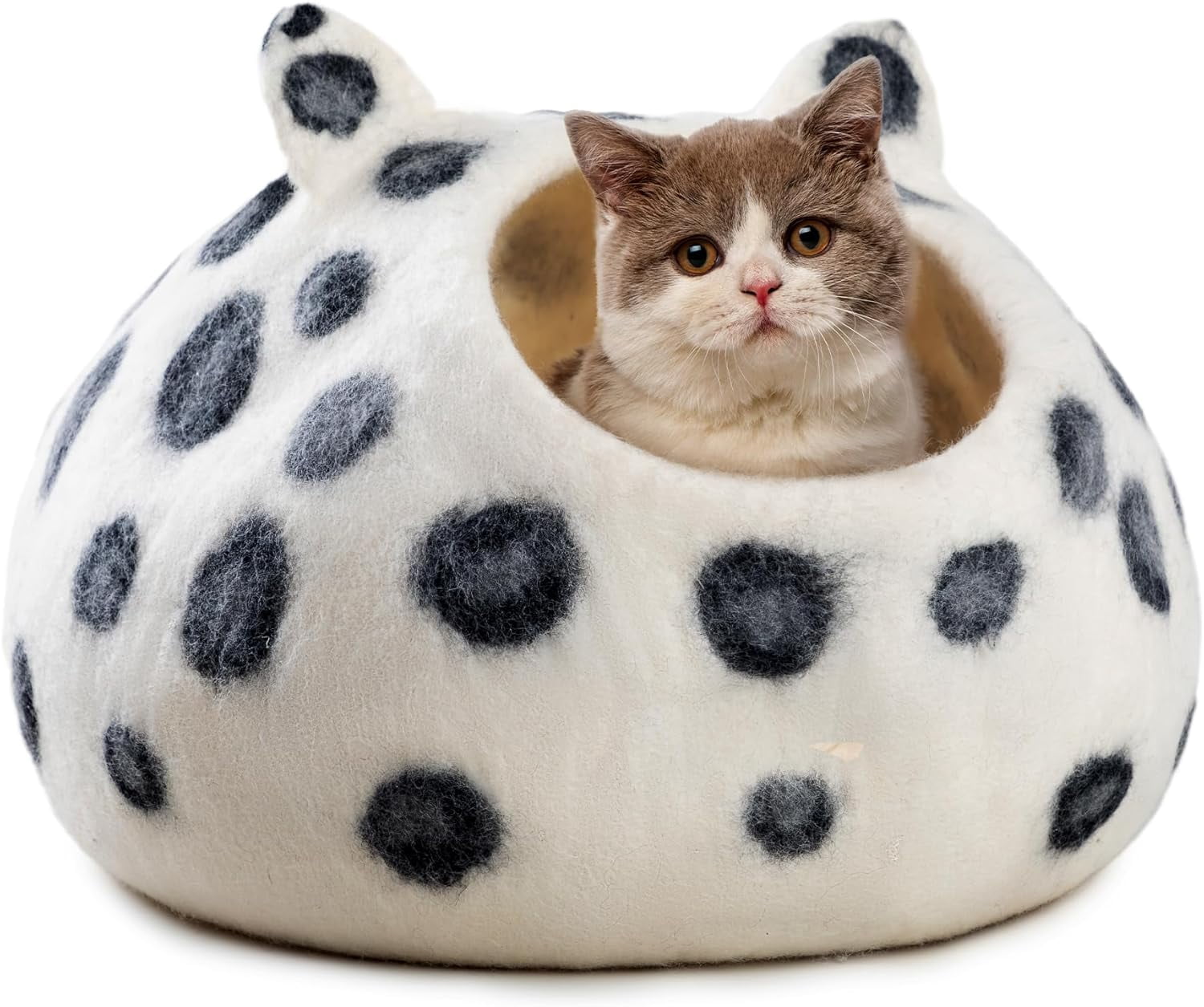 Wool Cat Cave Bed - Extra Warm, Handcrafted, Eco-Friendly Felt Cat Cave ...