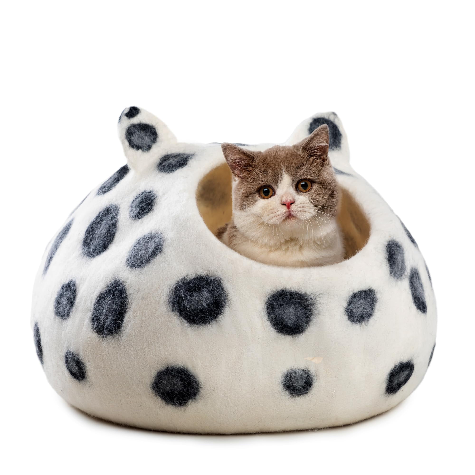 Wool Cat Cave Bed - Extra Warm, Handcrafted, Eco-Friendly Felt Cat Cave ...