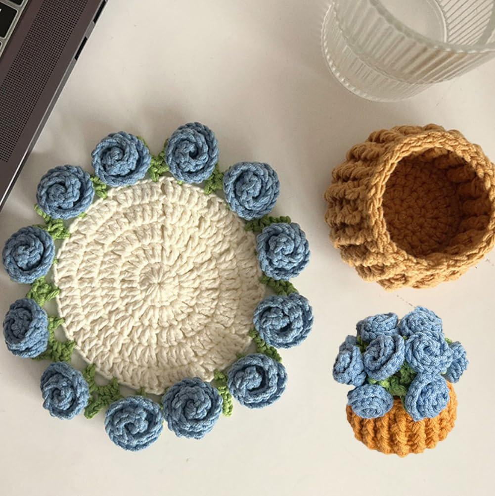 Wool Crochet Coaster DIY Kit, Fabric, 7.81x7.81 Inches, Creative Home ...
