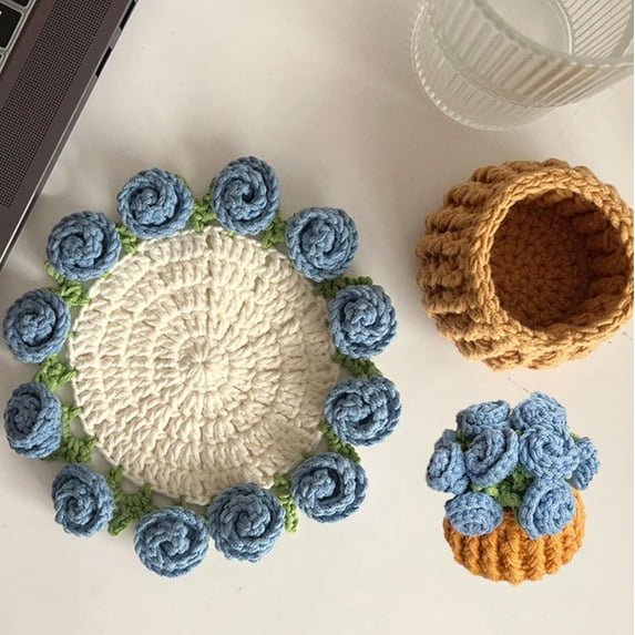 Wool Crochet Coaster DIY Kit, Fabric, 7.81x7.81 Inches, Creative Home ...