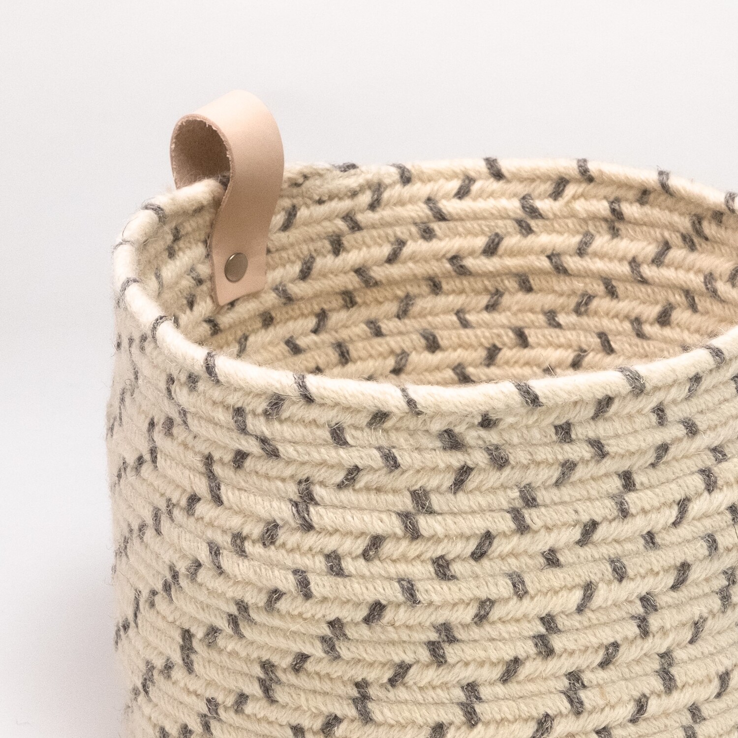 Wool Dice-X Leather Loop Basket - Gray 10"x10"x9" - Walmart.com