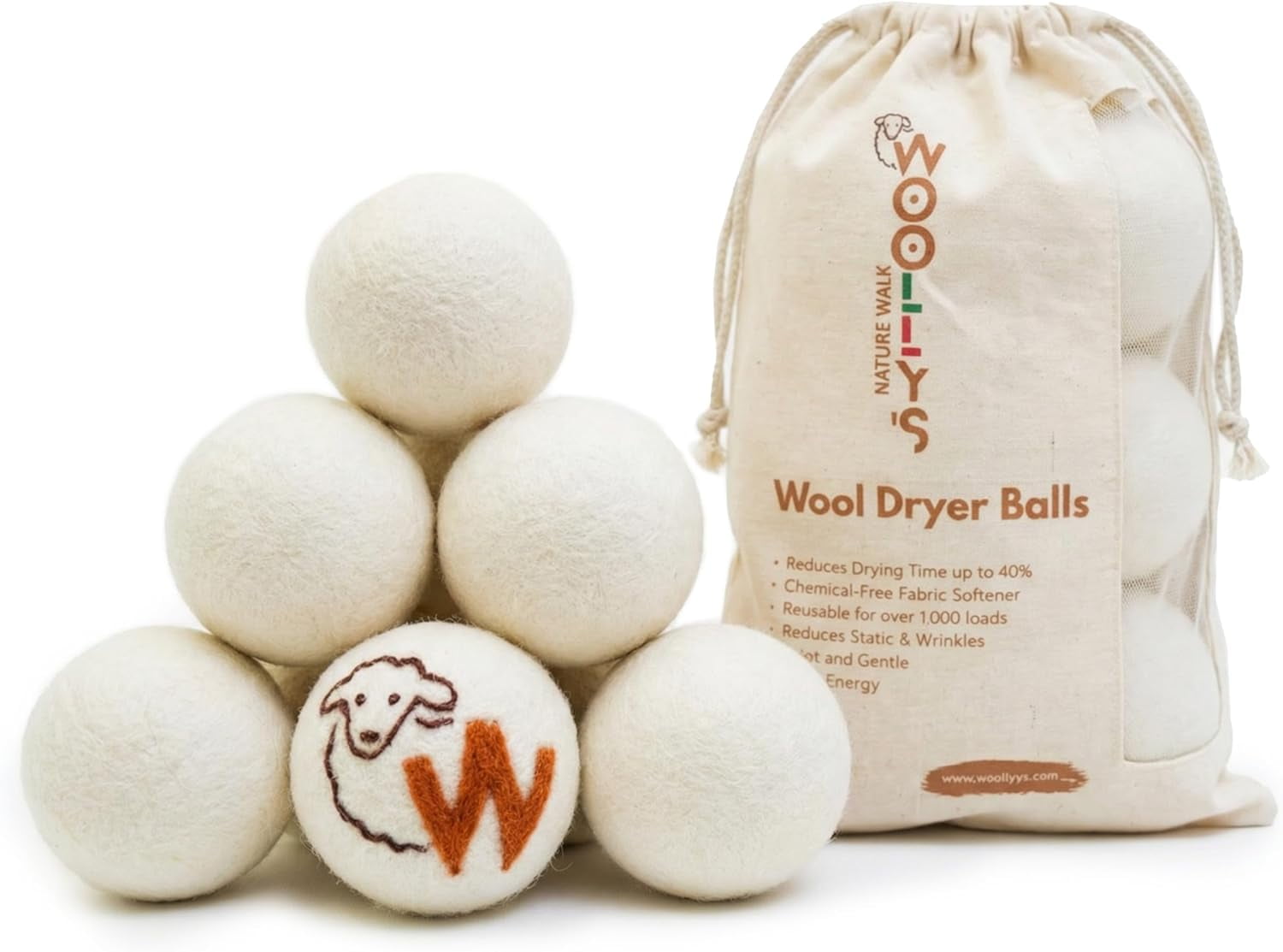 Wool Dryer Balls – 100% Pure New Zealand Wool, Reusable Natural Fabric ...