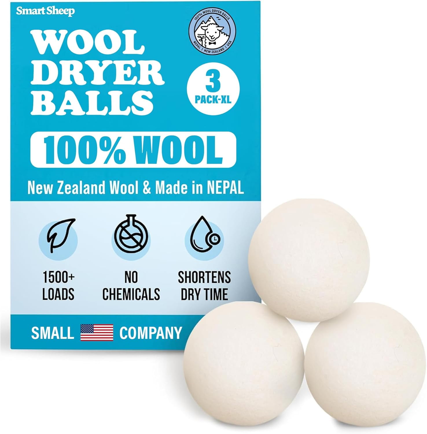 Wool Dryer Balls - 3-Pack - XL Premium Natural Fabric Softener Award ...