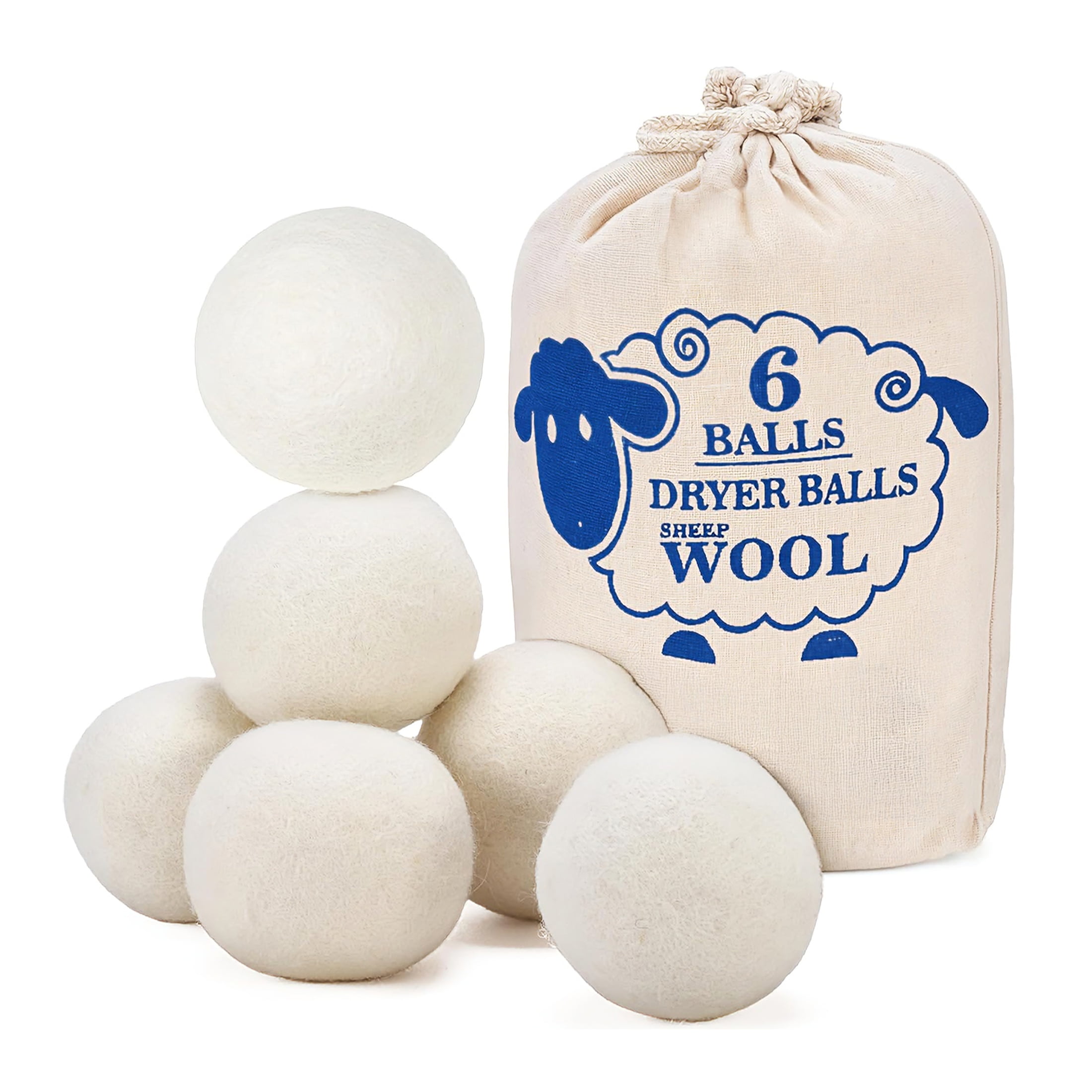 Wool Dryer Balls 6-Pack, Drying Balls for Laundry, Reusable as Natural ...