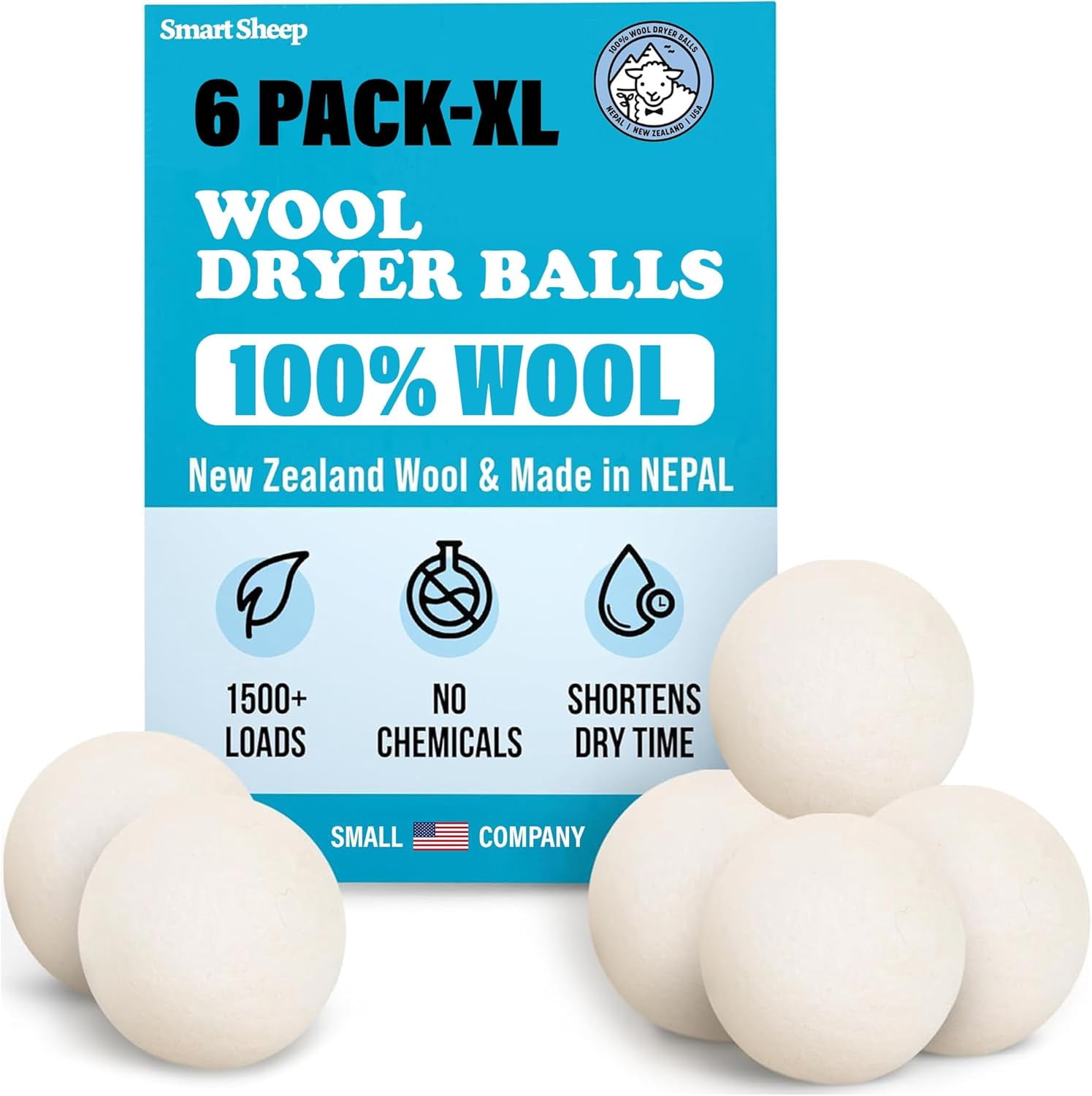 6-Pack-XL Premium Natural Fabric Softener Award-Winning-Wool Balls ...