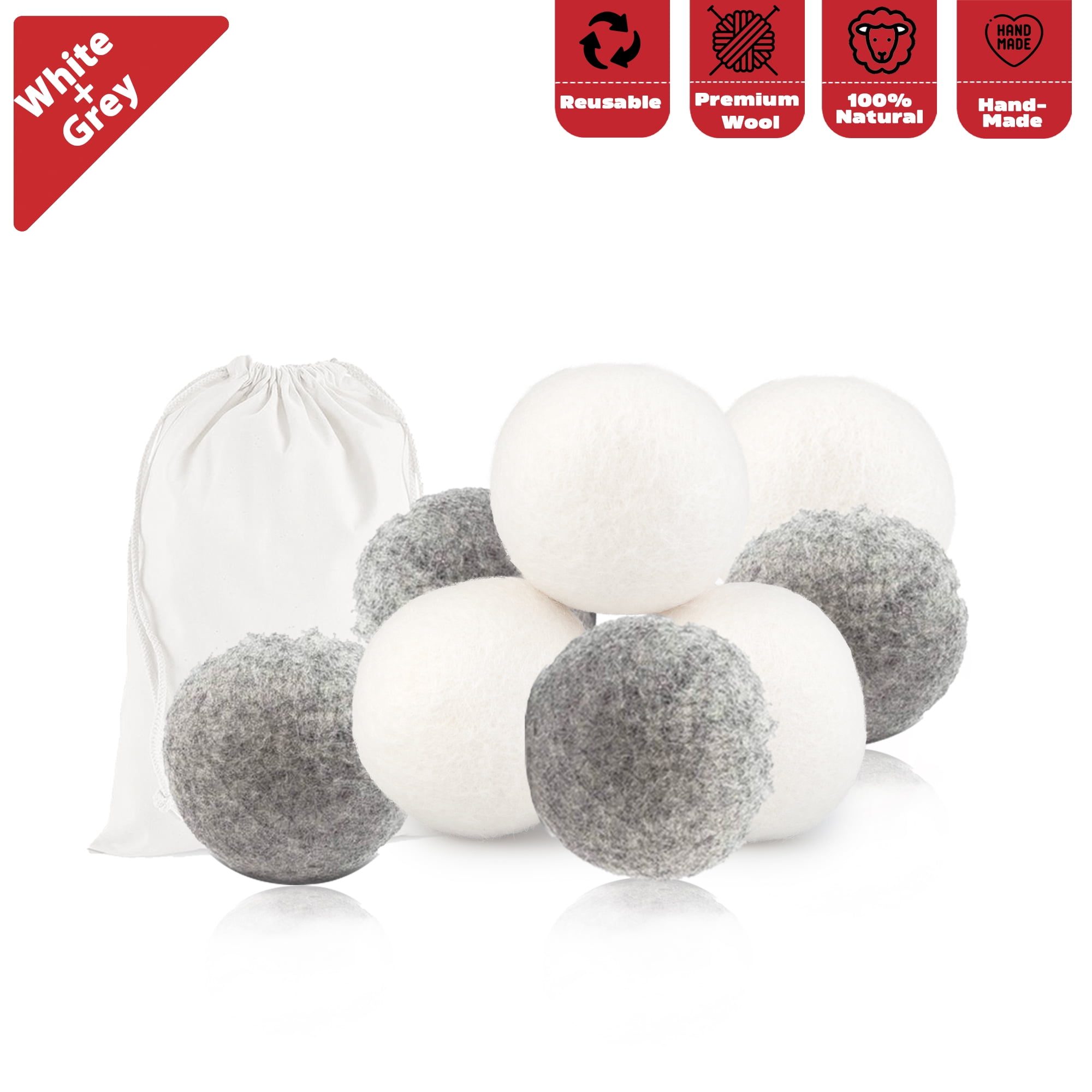 PortableOut Wool Dryer Balls, 8 Pack XL, Premium Fabric Softener, Anti ...