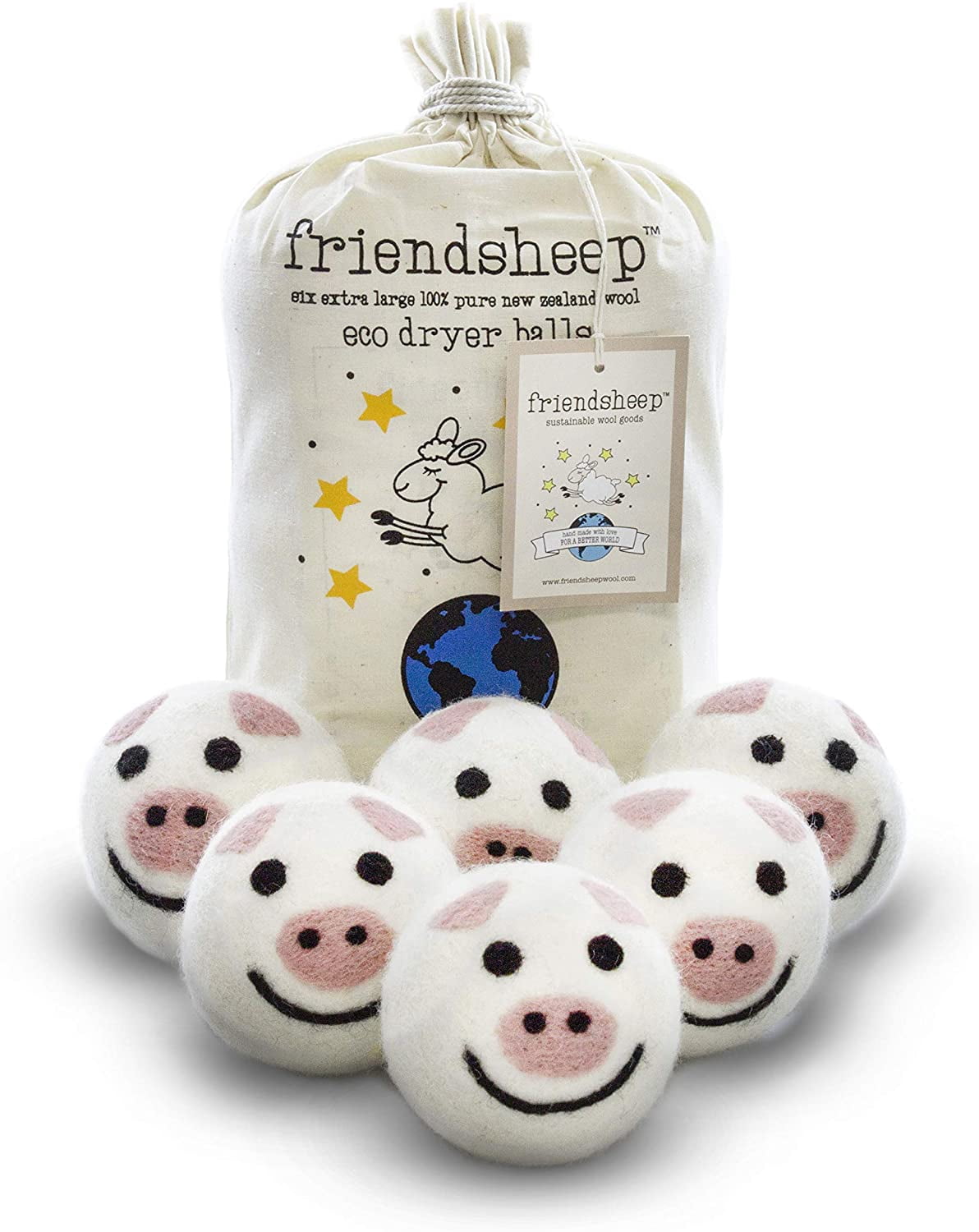 Wool Dryer Balls by Friendsheep 6 Pack XL Organic Premium Reusable ...