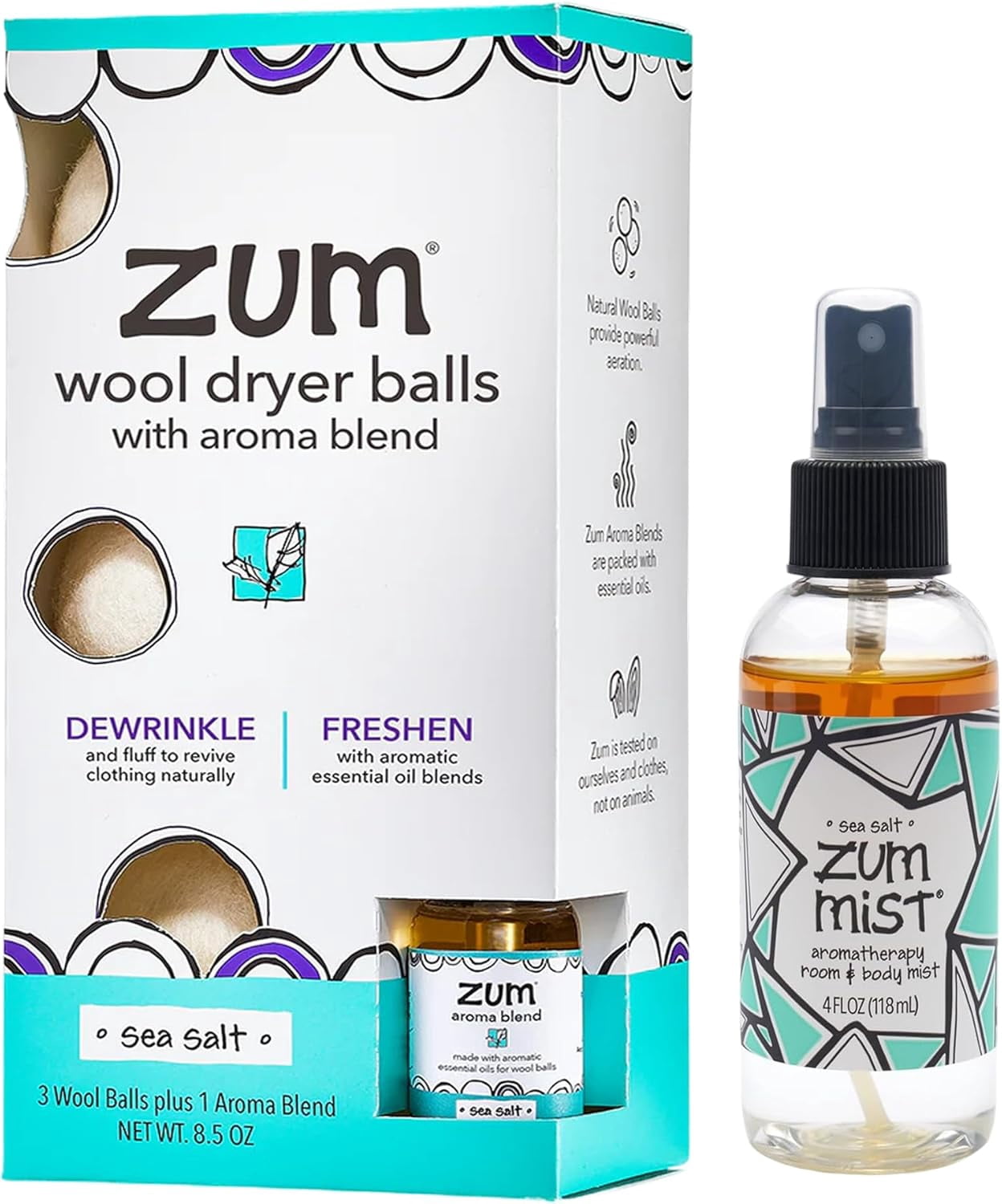 Wool Dryer Balls Kit Plus Mist - 3 Wool Balls with Essential Oil Blend ...