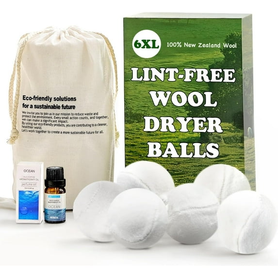 Wool Dryer Balls - Lint-Free - 6XL Pack - 1000+ Loads - Premium Natural ...