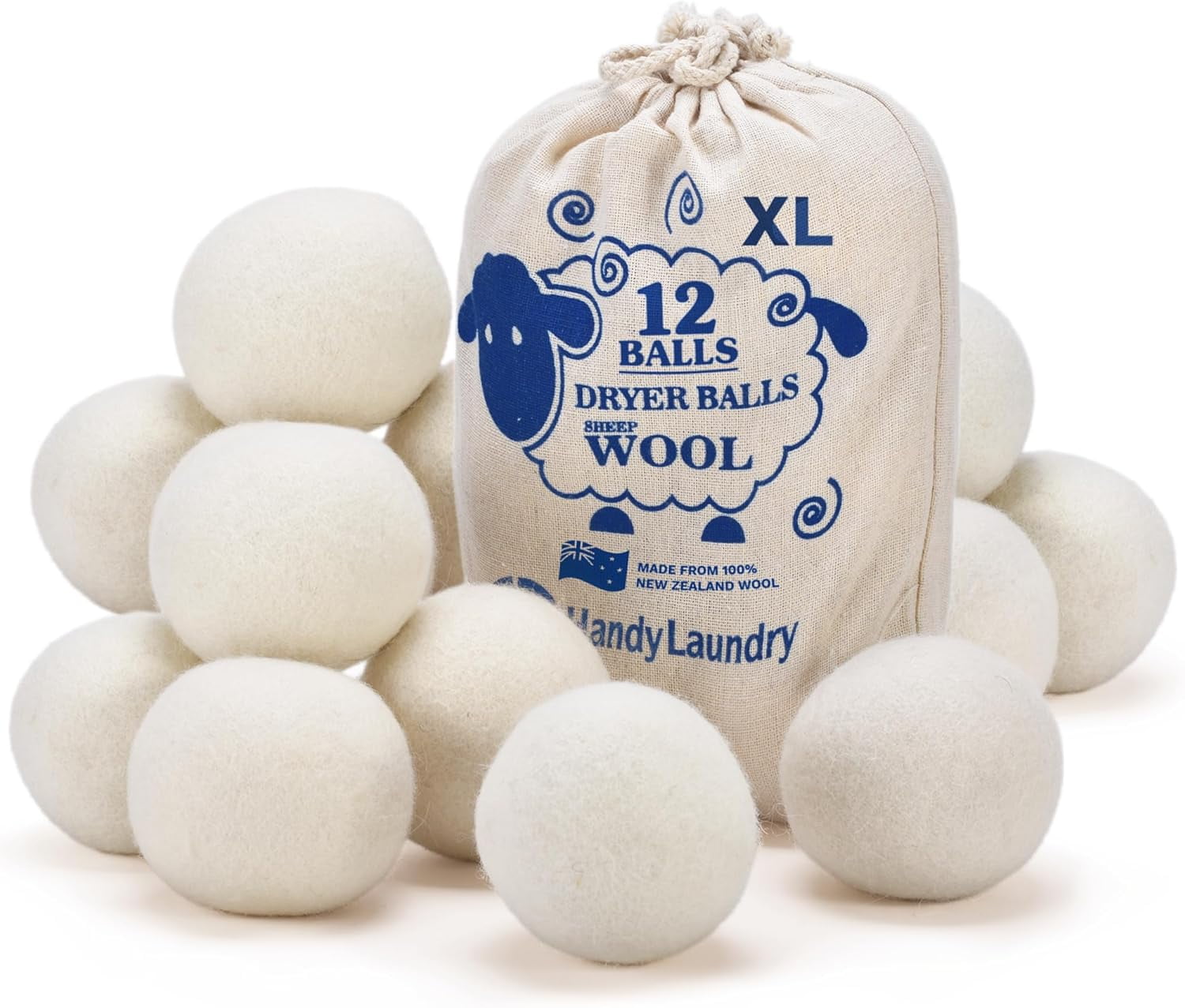 Wool Dryer Balls - Natural Fabric Softener, Reusable, Reduces Clothing ...