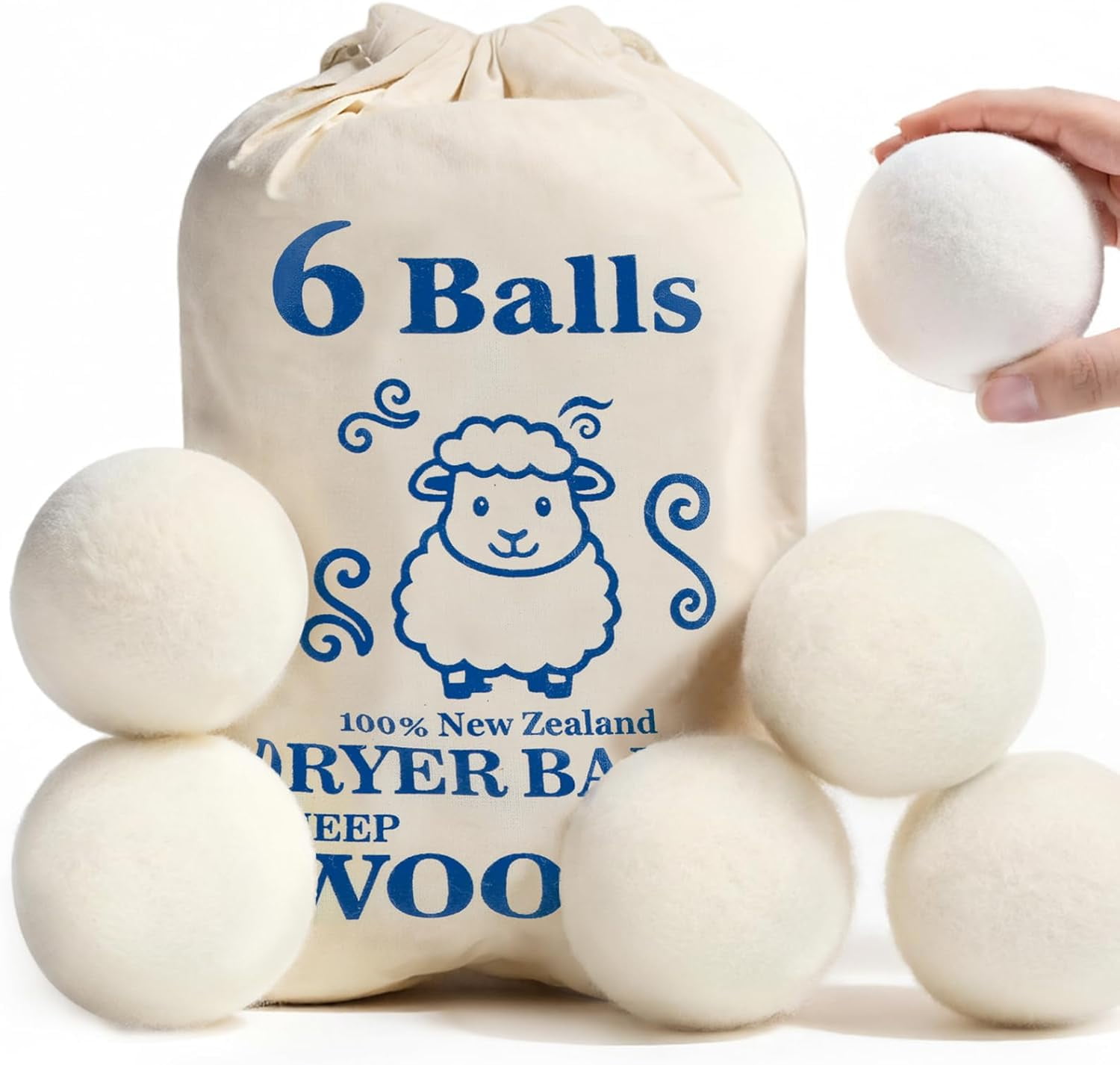 Wool Dryer Balls, New Zealand Dryer Balls Laundry Reusable Reduce ...