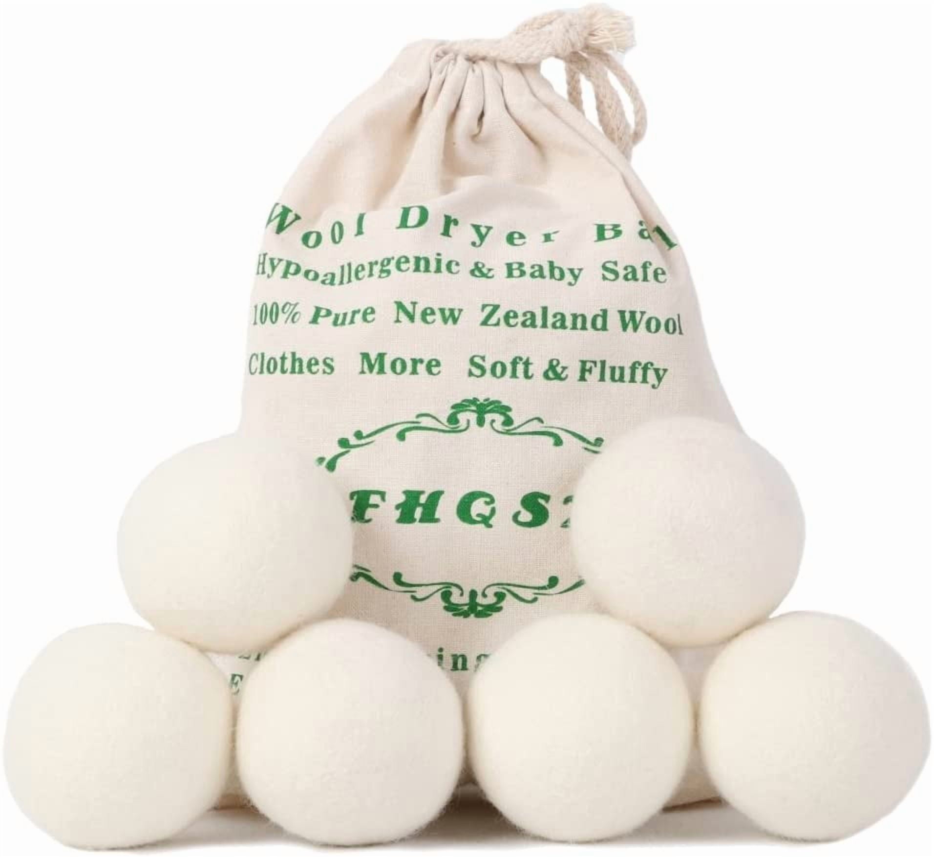 Wool Dryer Balls Organic XL 6-Pack, Reusable Natural Fabric Softener ...