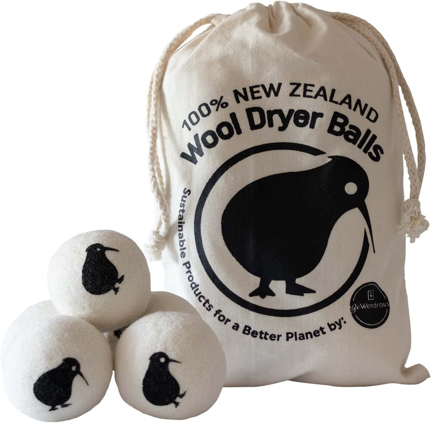 Wool Dryer Balls XL, 100% New Zealand Organic Wool - Reusable Natural ...