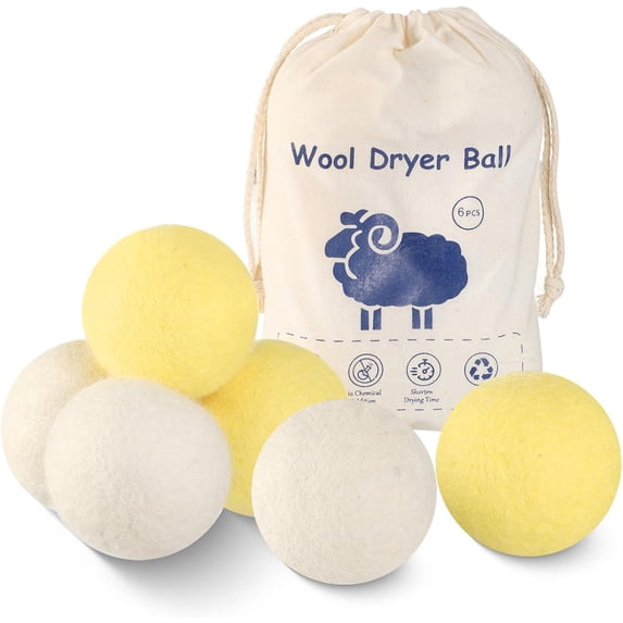 Wool Dryer Balls XL 6 Pack Pure Organic Wool Premium Reusable Fabric ...