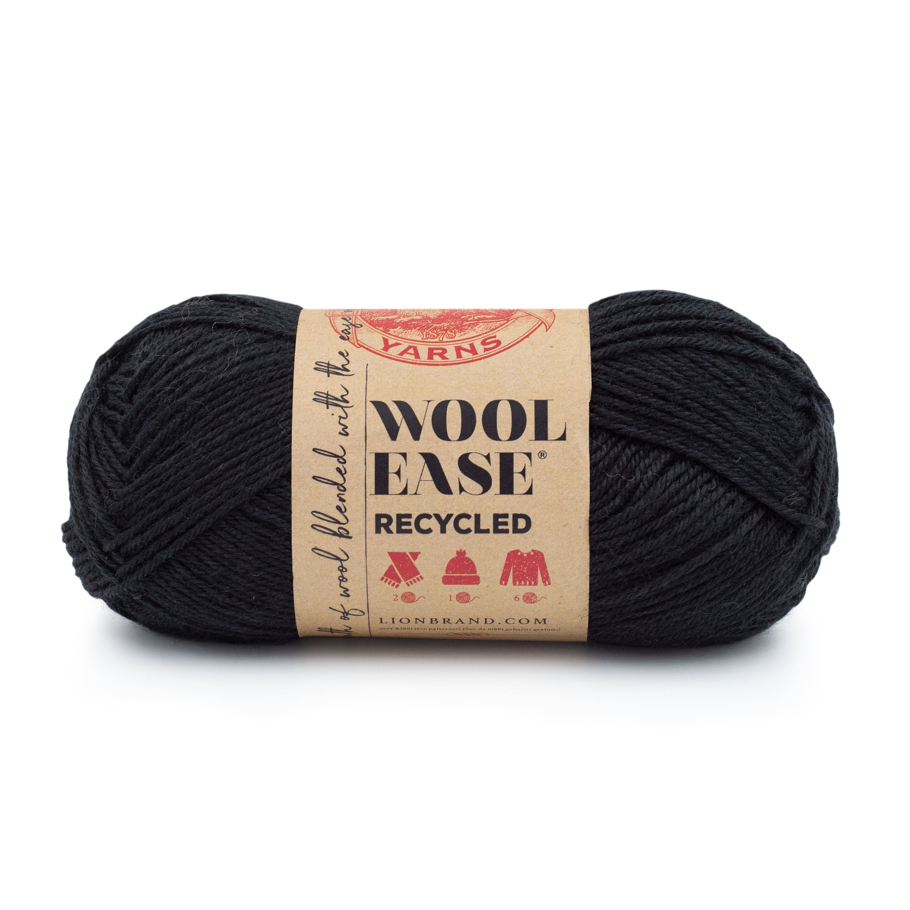 Lion Brand Wool-Ease Recycled Black 632-153S Medium Yarn - Walmart.com