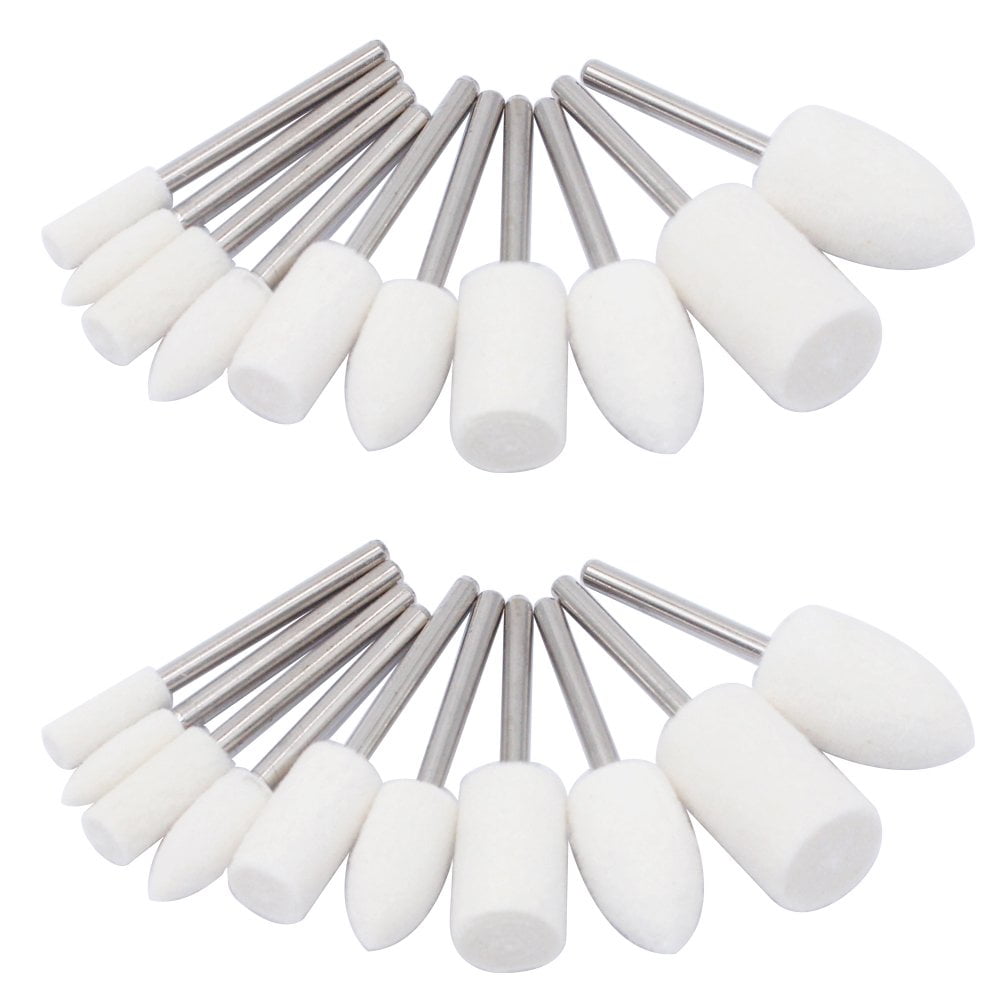 Wool Felt Buffing Wheels Mounted Mandrel Polishing Bits Buff Wheel Set ...