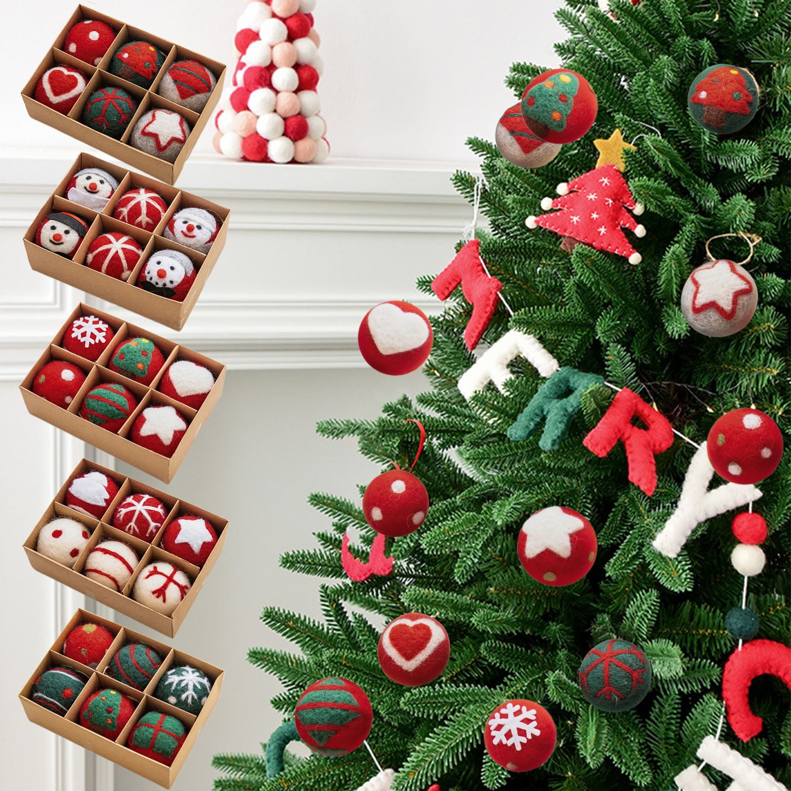 Wool Felt Christmas Tree Hanging Ornaments DIY Kit, Handmade Craft ...