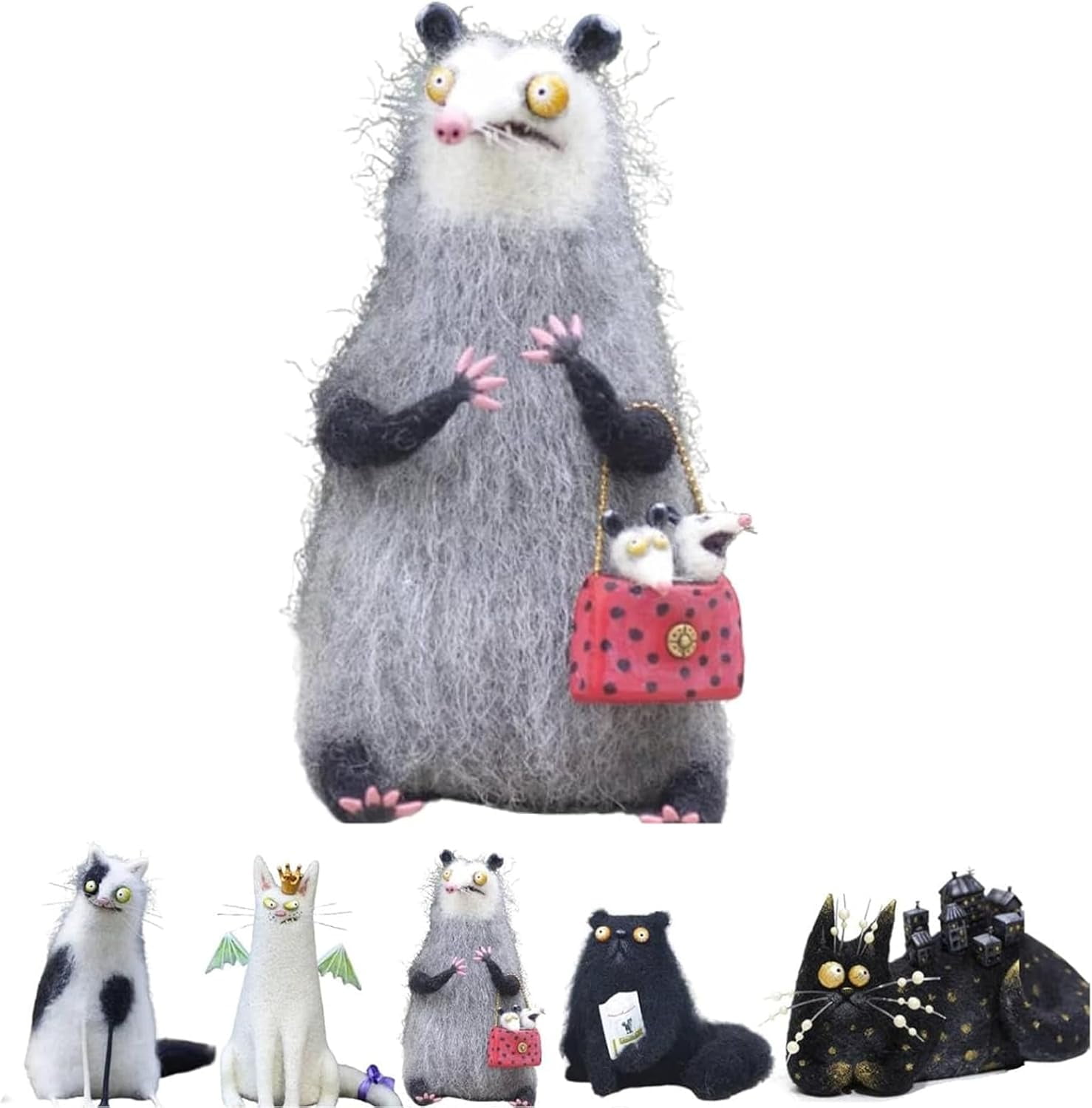 Wool Felt Familiars - Quirky Handmade Companion, Wide-Eyed Weird Cute ...