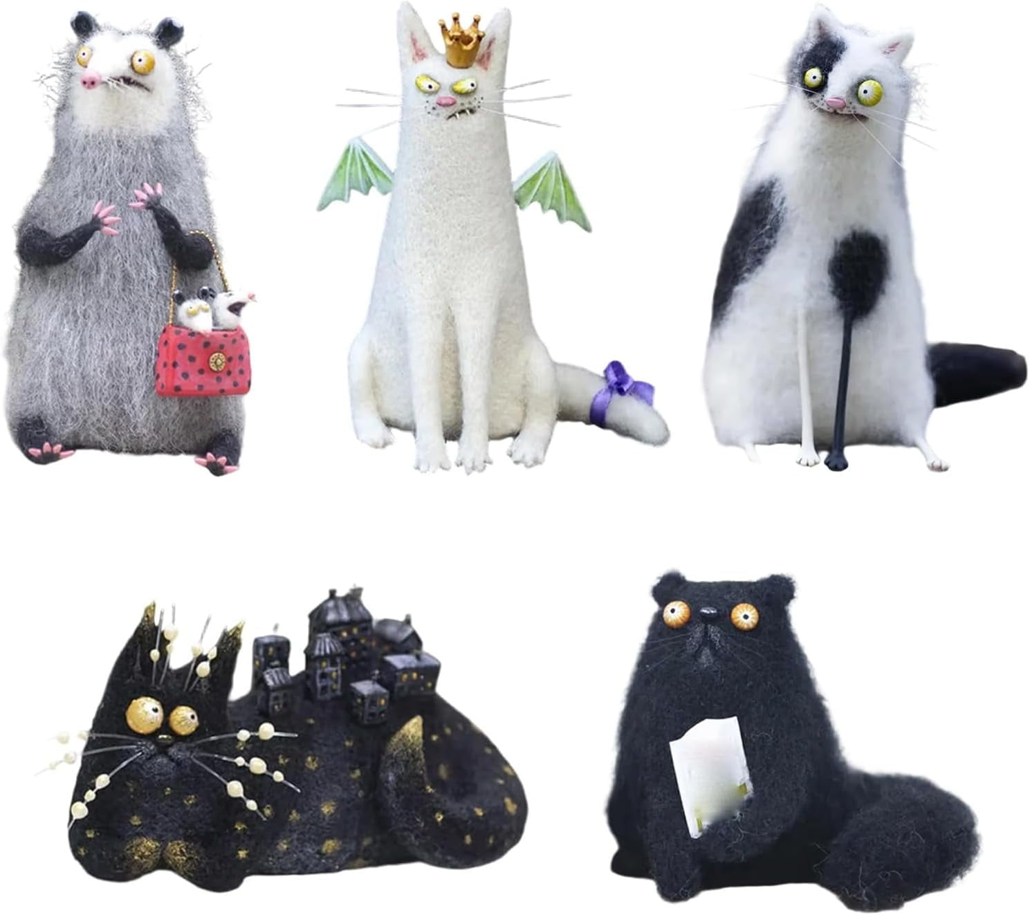 Wool Felt Familiars – Quirky Handmade Companions,Animal Figurine Desk ...