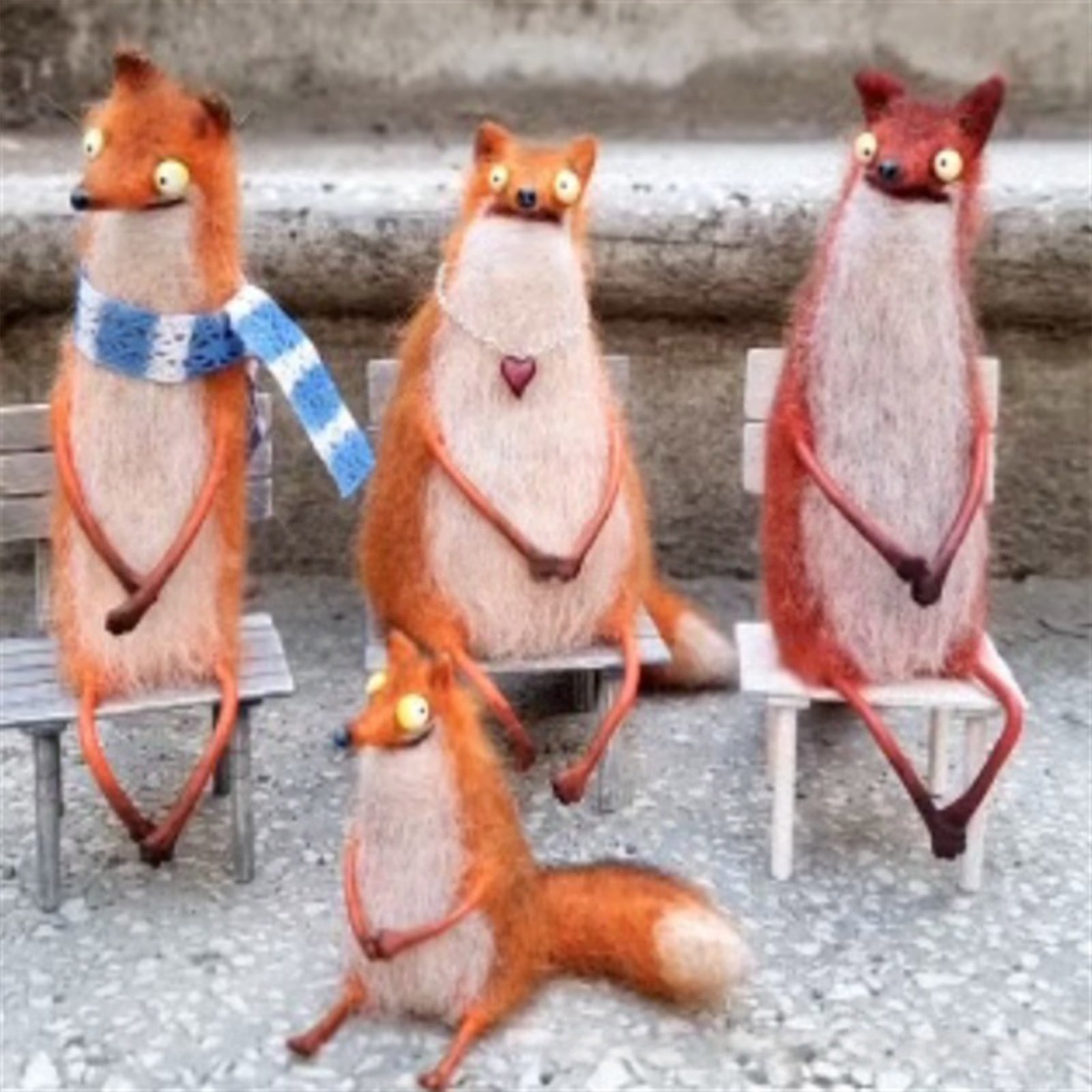 Wool Felt Familiars – Quirky Handmade Companions, Animal Figurine Desk ...